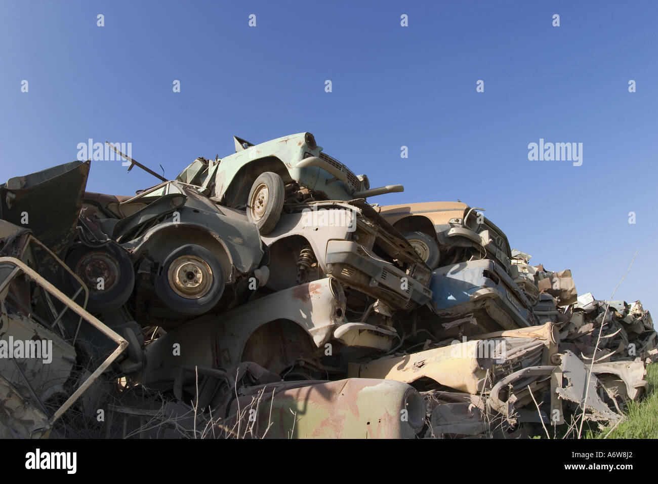 Stock photo of a car dump with wrecked cars Stock Photo - Alamy