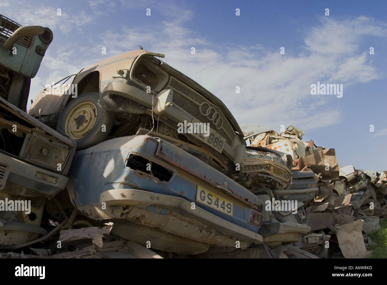 Stock photo of a car dump with wrecked cars Stock Photo - Alamy