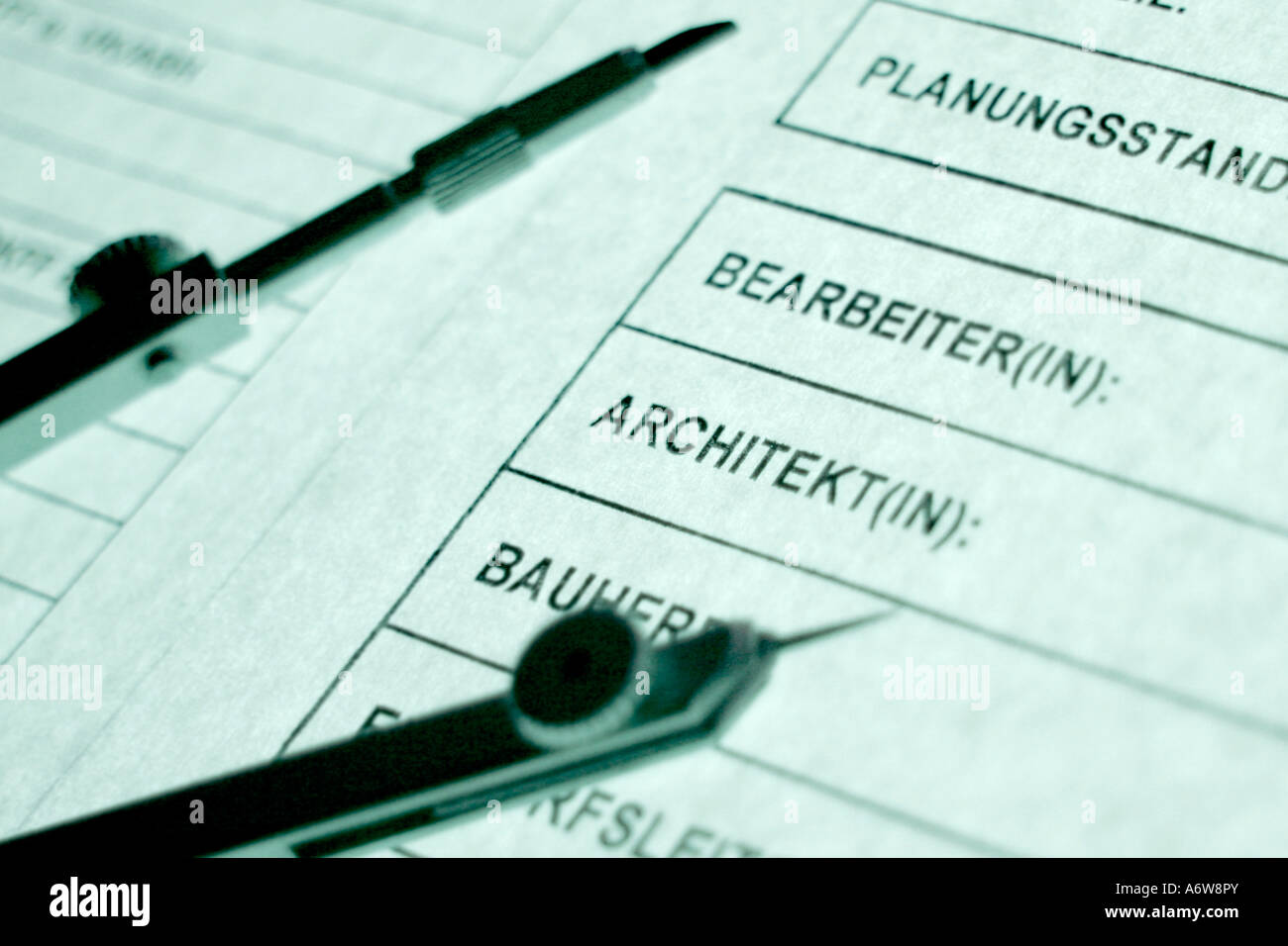 Dividers on a construction plan Stock Photo - Alamy