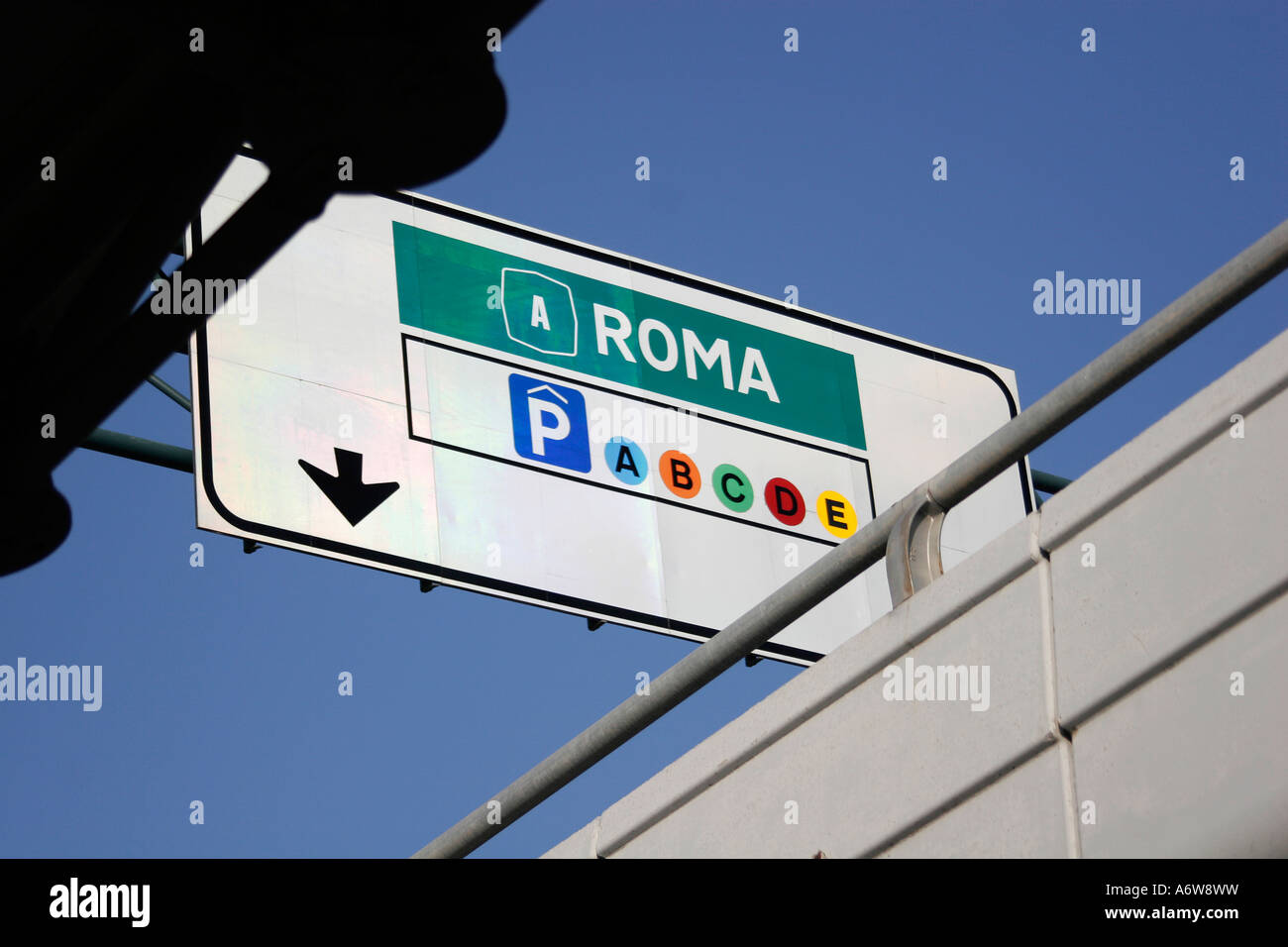 Trafficsign showing the direction of Rome Stock Photo - Alamy