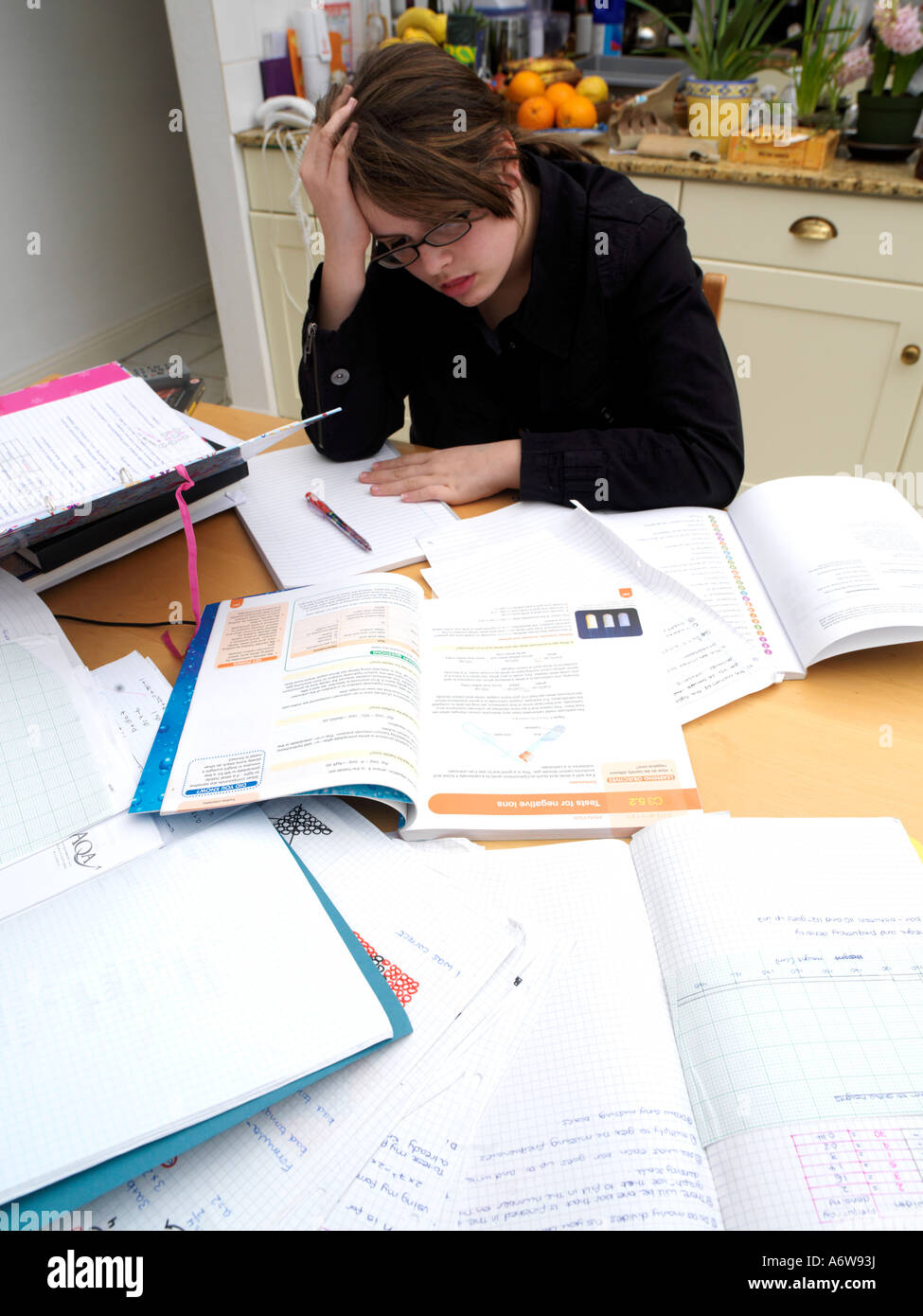 Teenager doing Homework Fed up & Depressed Stock Photo - Alamy