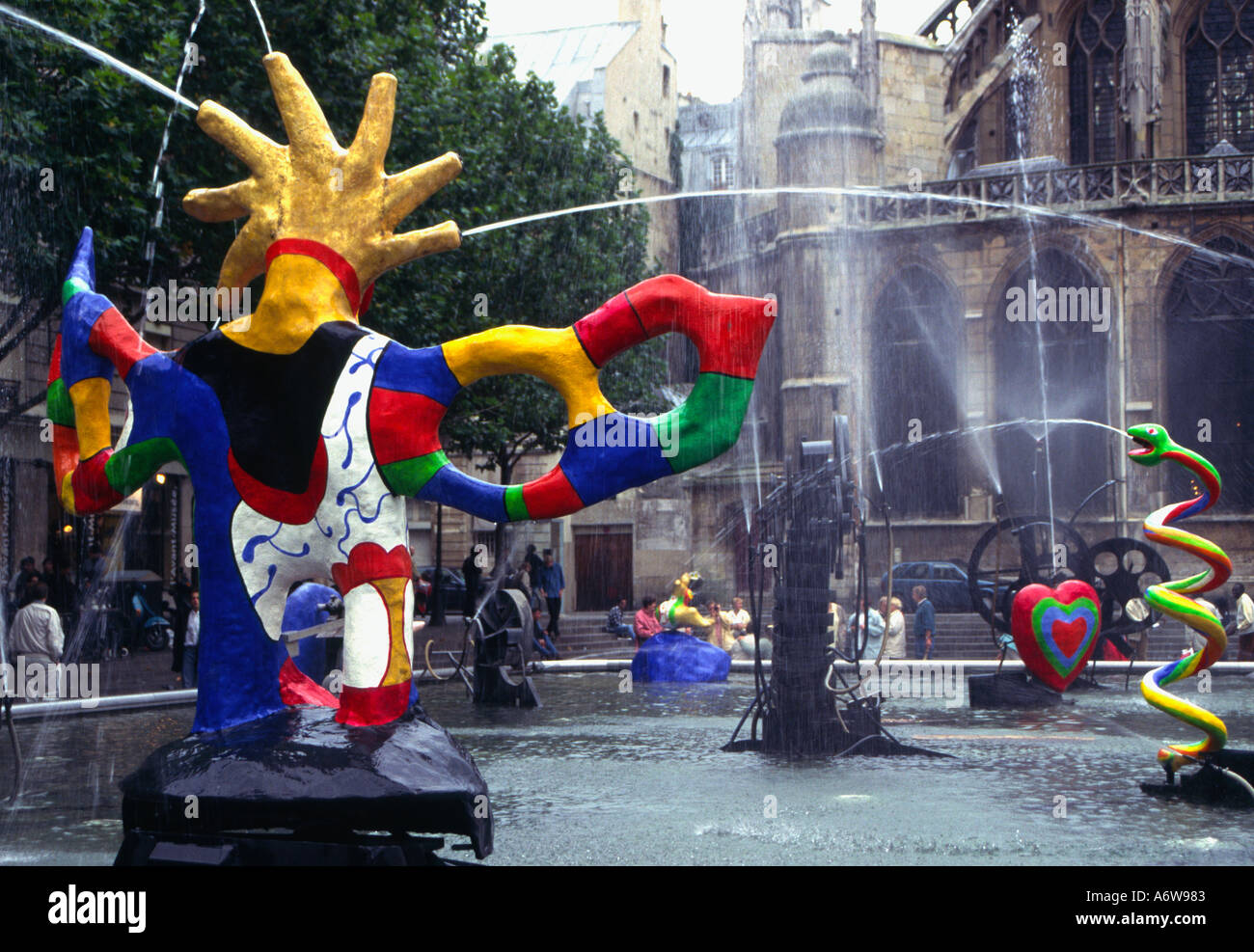France Paris 4em Pompidou center Stravinsky fountain view of the ...