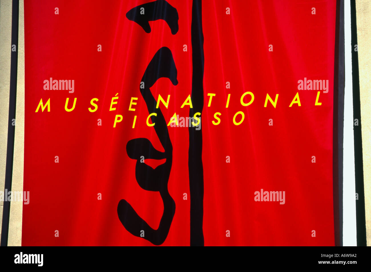 France Paris 4em Marais quarter Musee Picasso red cloth at the entrance ...