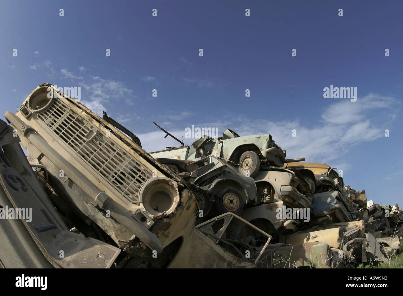 Stock photo of a car dump with wrecked cars Stock Photo - Alamy