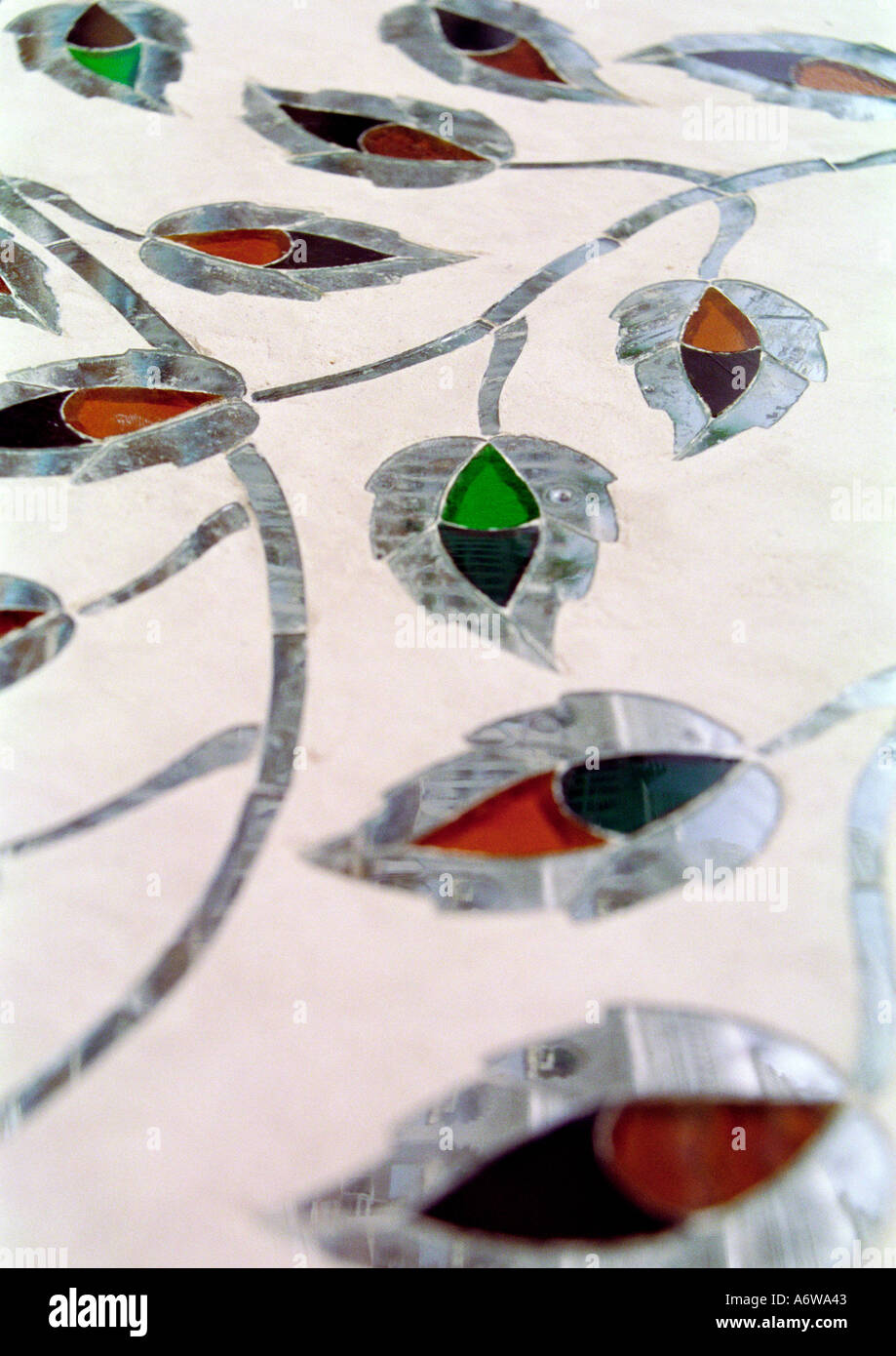 Detail of intricate glass mosaic work The Lake Palace Udaipur India ...