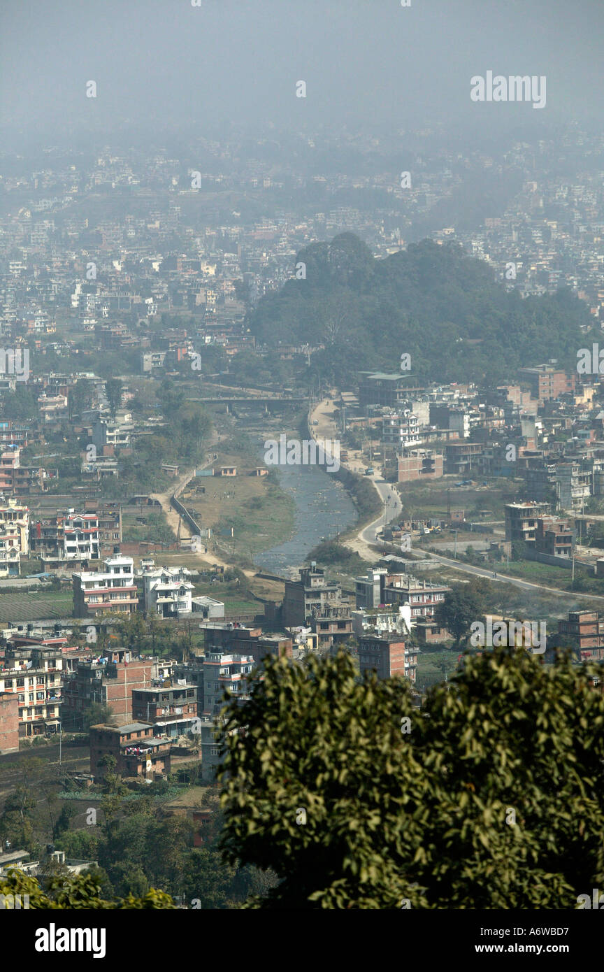Kathmandu and its Bishnumati river from Swayambhunath or Monkey temple ...