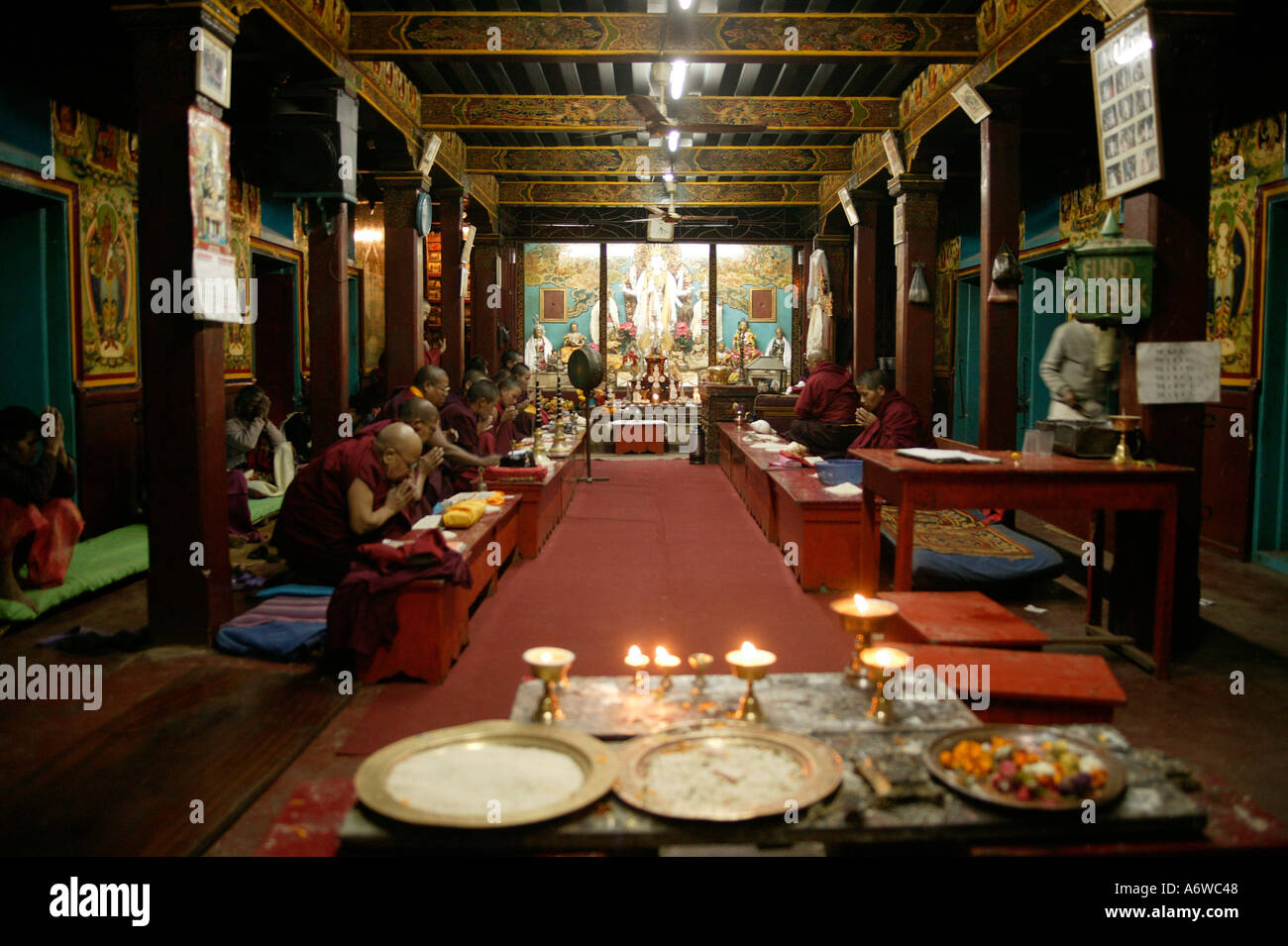 Monks meditating inside The Golden Temple Nepal Kathmandu Stock Photo ...