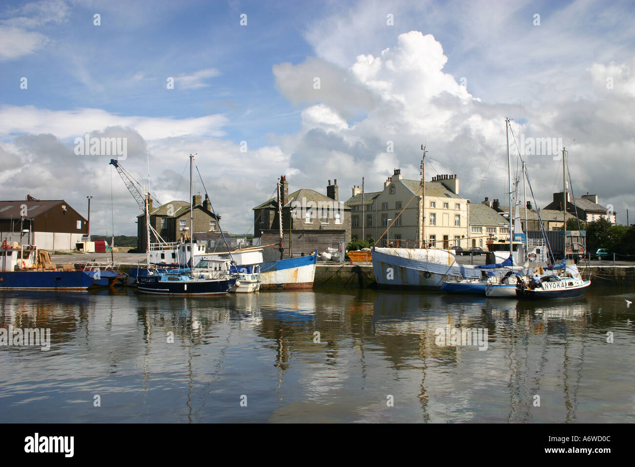 Boats in lower basin at Glasson Dock near Lancaster United Kingdom ...