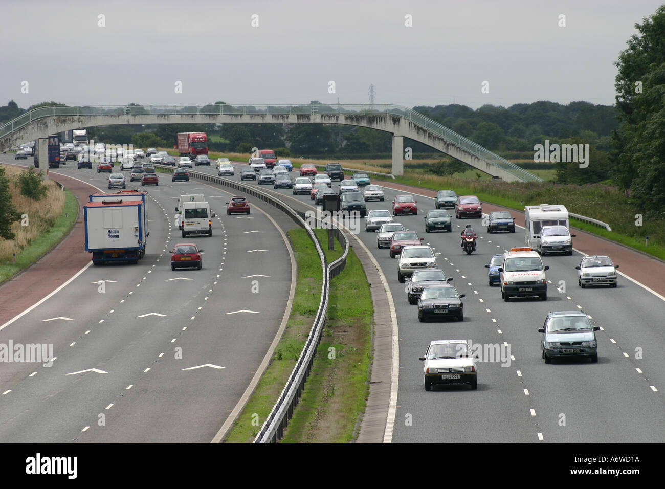 Chevrons on motorway to keep traffic a safe distance apart Stock Photo ...
