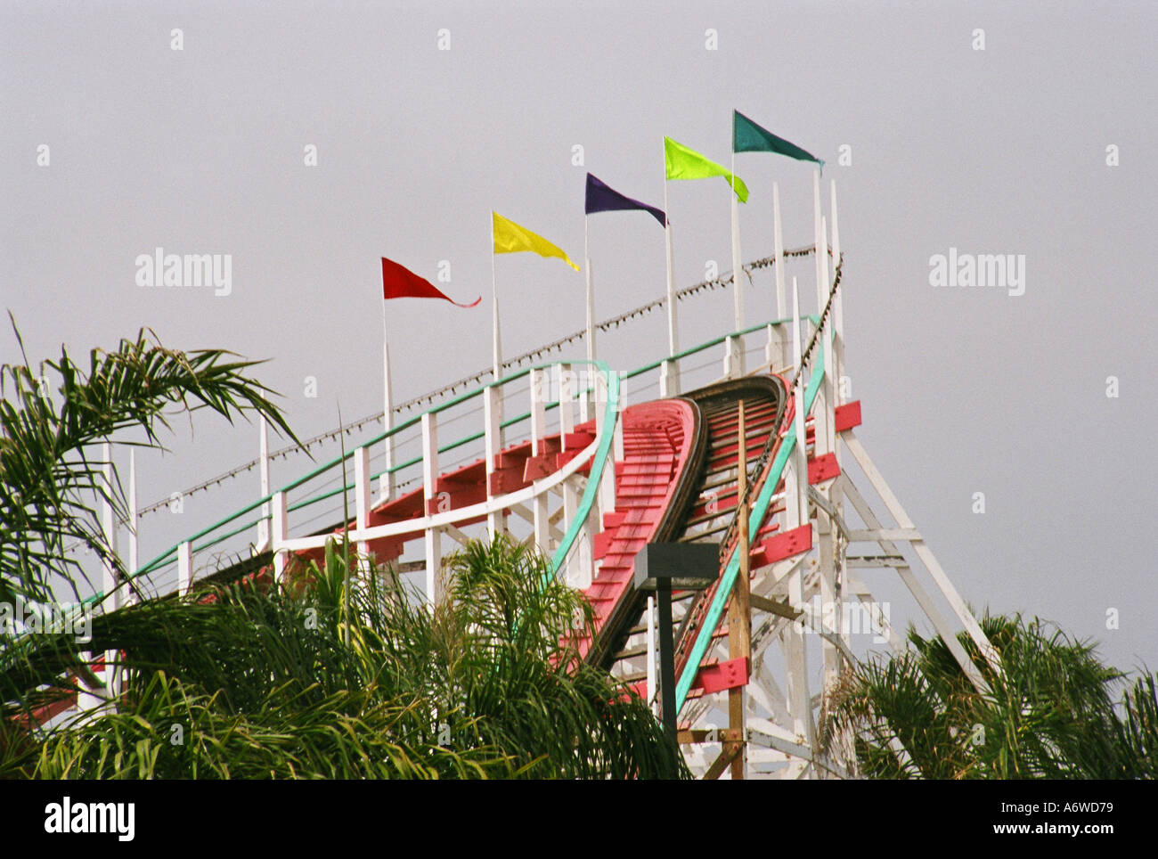 Roller coaster and flags Stock Photo - Alamy
