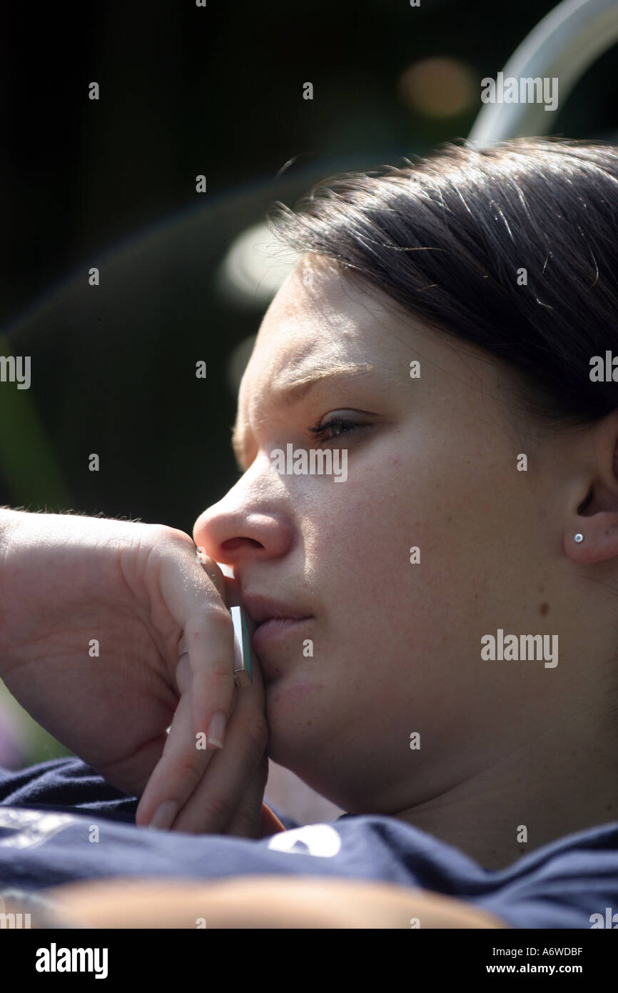 Student Kate 22 resting in the garden during the summer vacation Stock ...