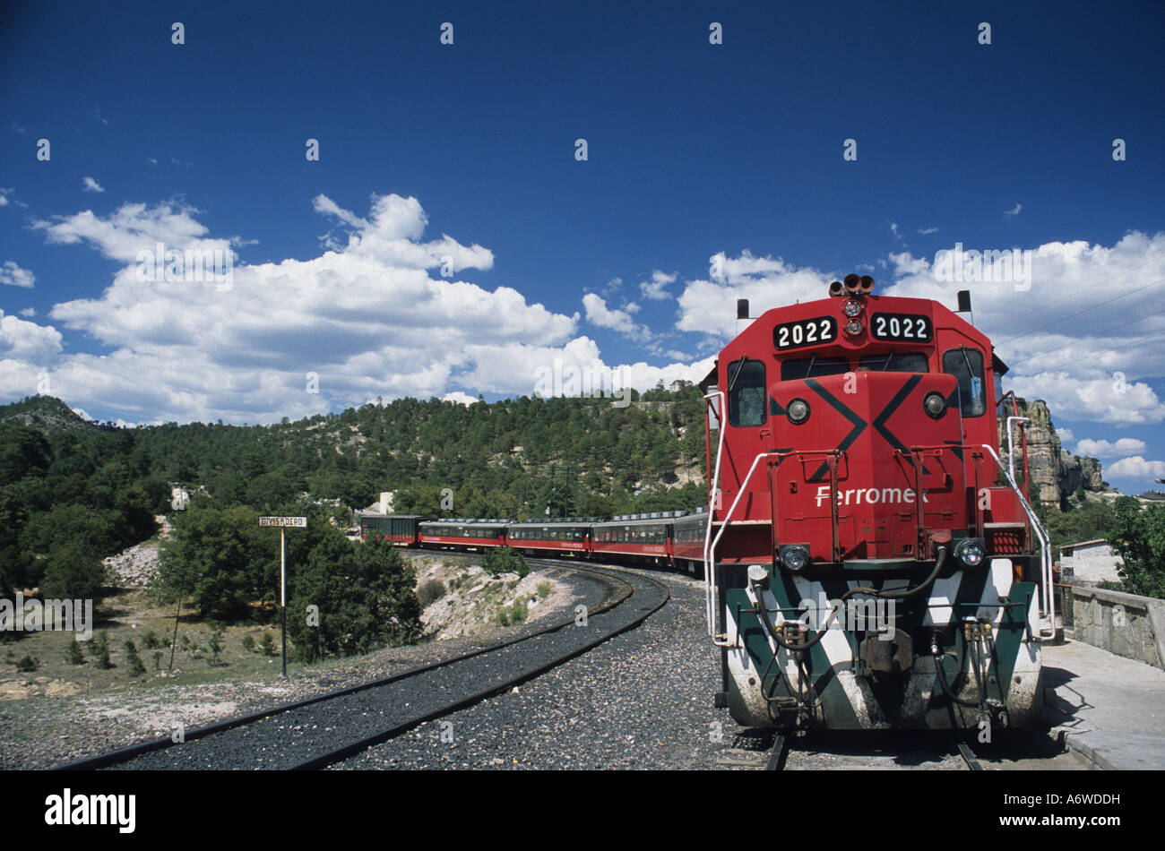 Train, Copper Canyon Railway, Creel, Mexico Stock Photo - Alamy