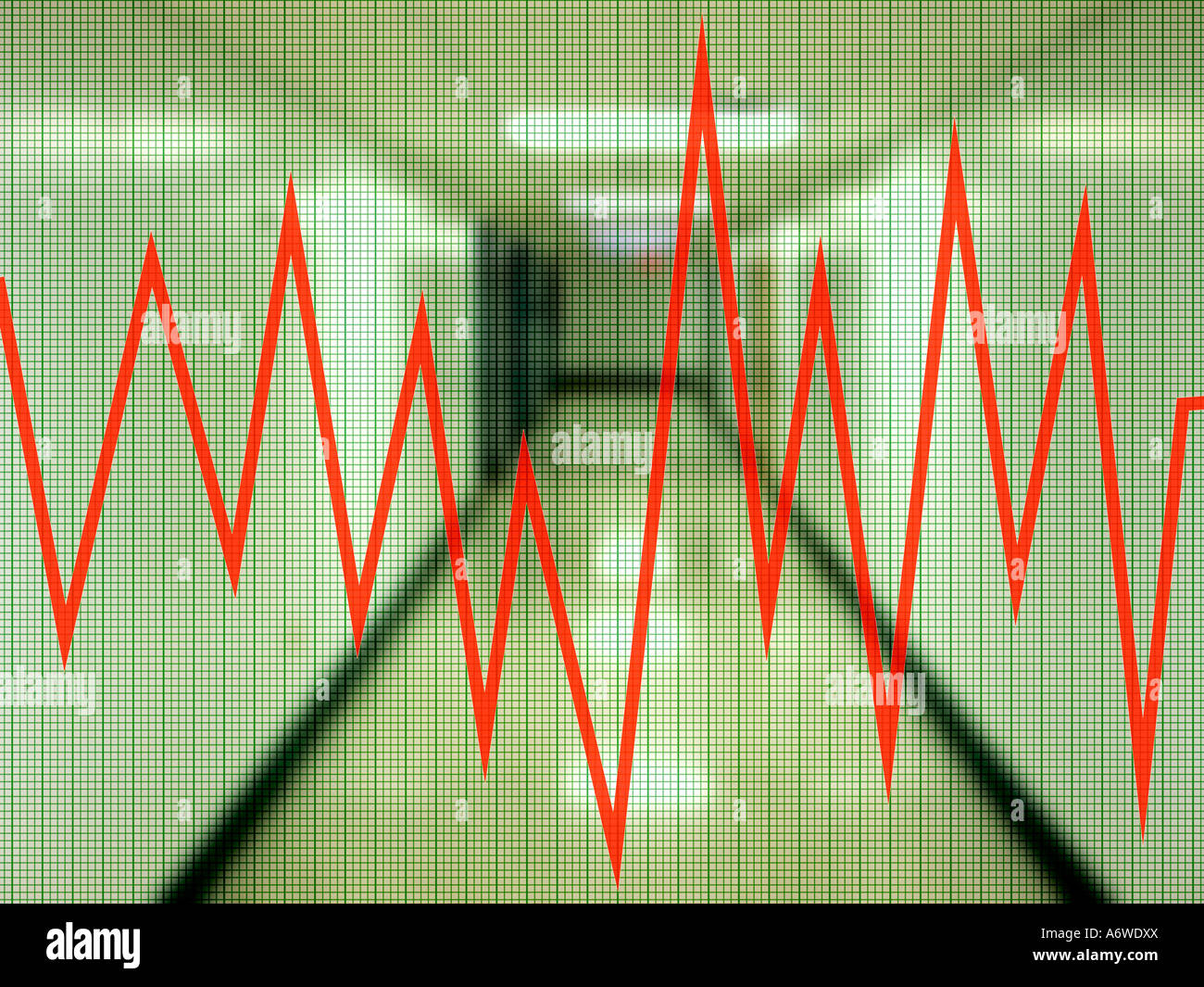 EKG electro cardiogram composited over hospital corridor Stock Photo ...