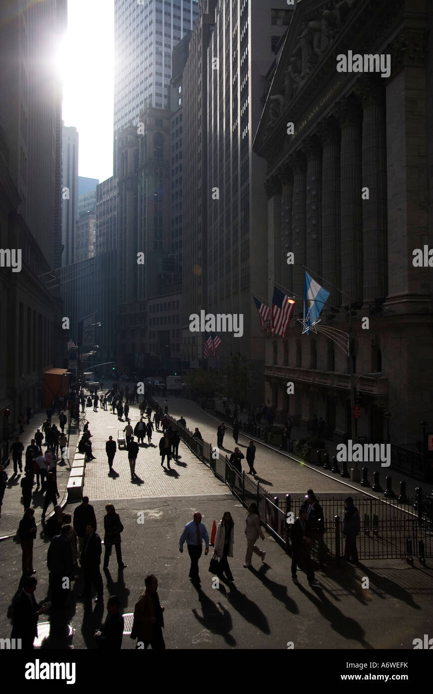 The corner of Wall Street and Nassau Street in lower Manhattan Stock ...