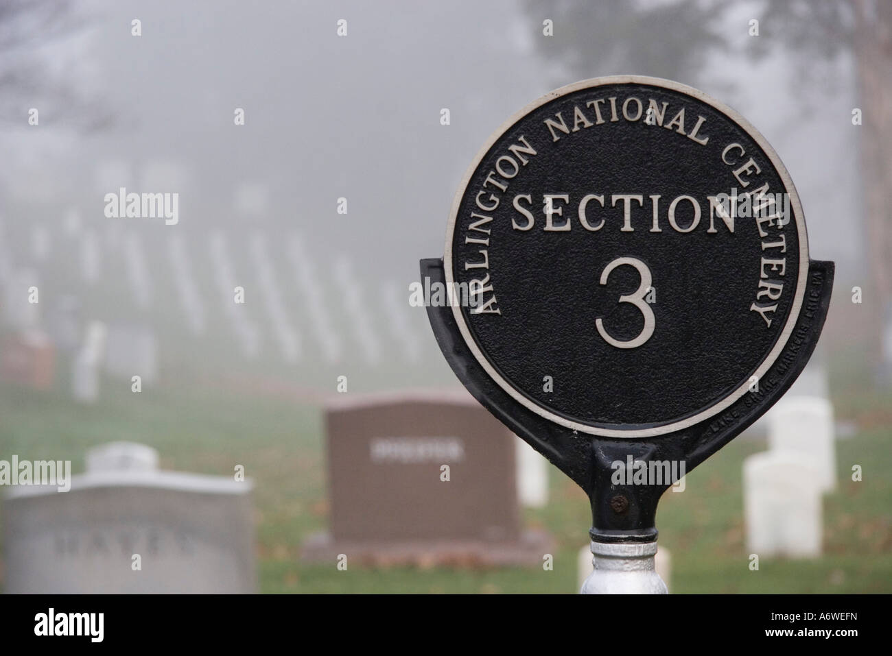 A section marker at Arlington National Cemetery in Arlington, Virginia ...