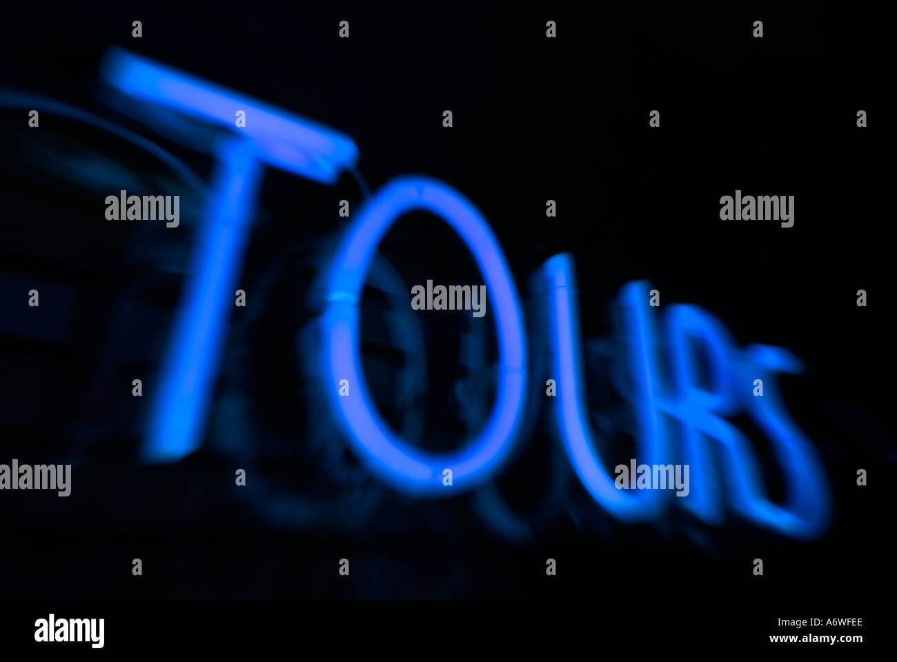 Tours blue neon sign at night Stock Photo - Alamy