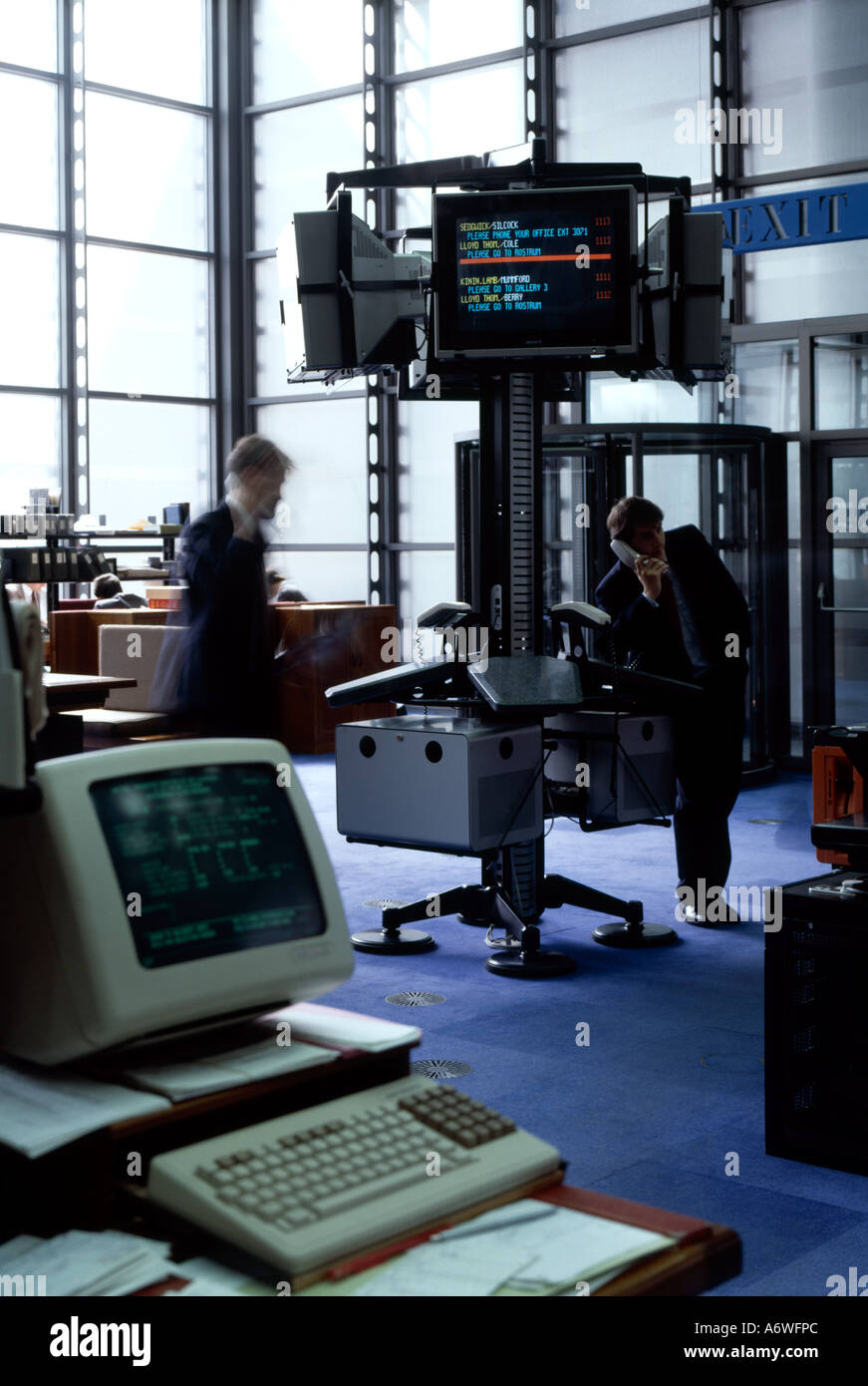 Lloyd's Building, City of London, 1986. Ground floor exit with Phone ...