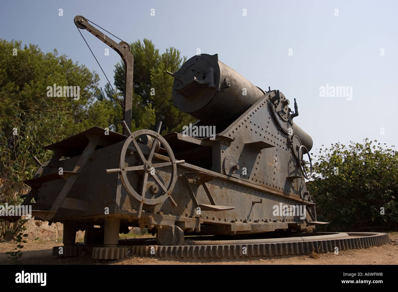 Canon at fort of Barcelona Spain Stock Photo - Alamy