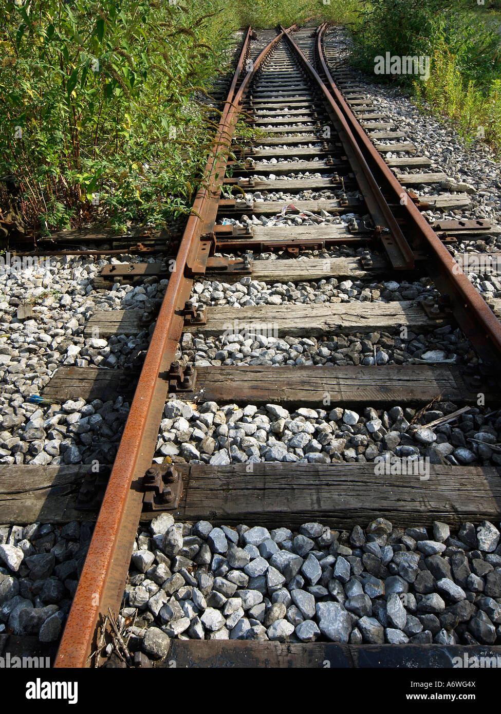 closed rails with track switch turnout Stock Photo - Alamy
