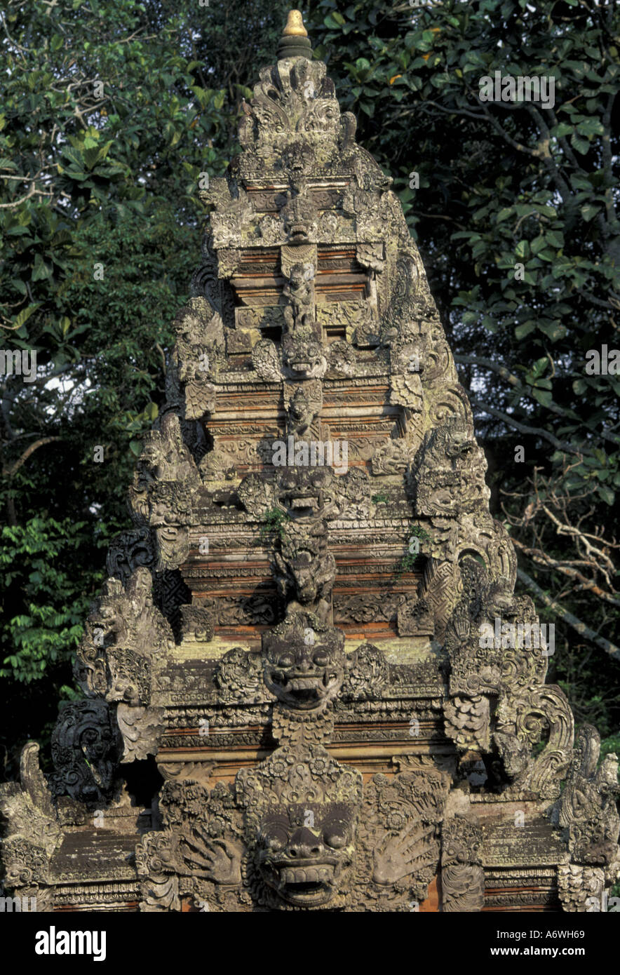 Asia, Indonesia, Bali, Ubud. Stone carvings at Hindu Temple in Sacred ...