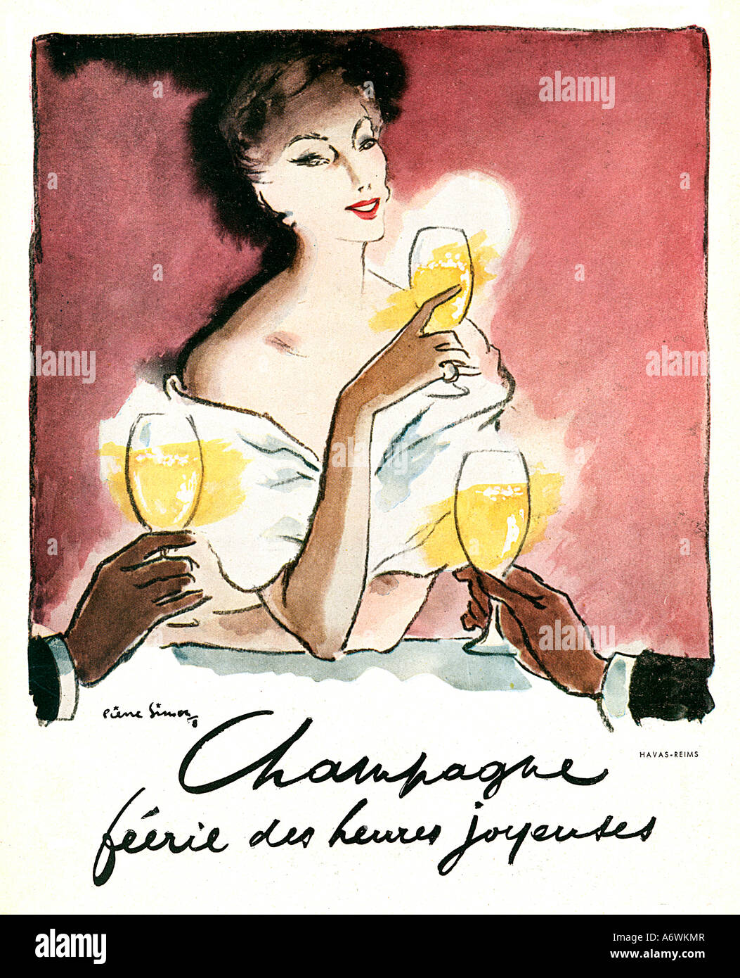 Champagne Feerie Heures Joyeuses stylish 1940s French advert an ...