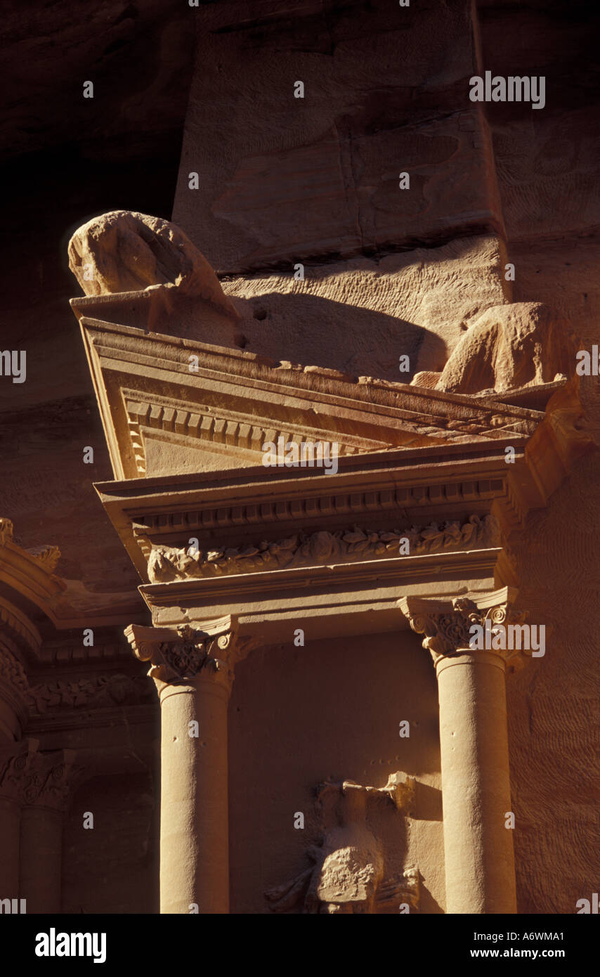Asia, Middle East, Jordan, Petra. Al Khaznah temple decorations on the ...