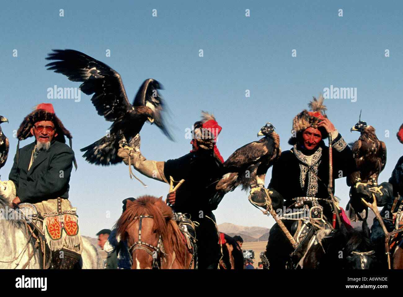 Asia, Mongolia, Golden Eagle Festival. hunters from Sagsai sum, from ...