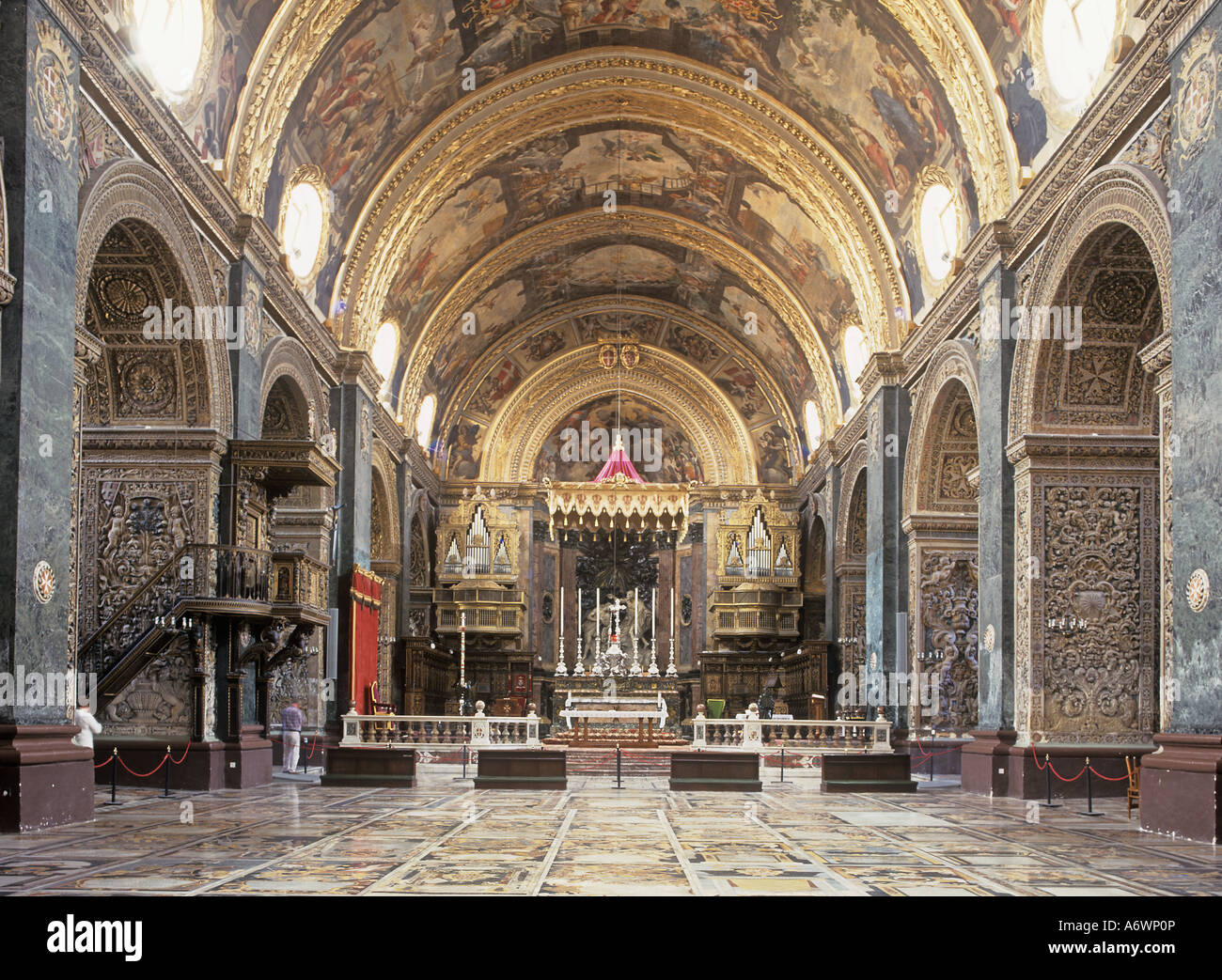 St. John's Co Cathedral interior, marble tombstones, located in ...