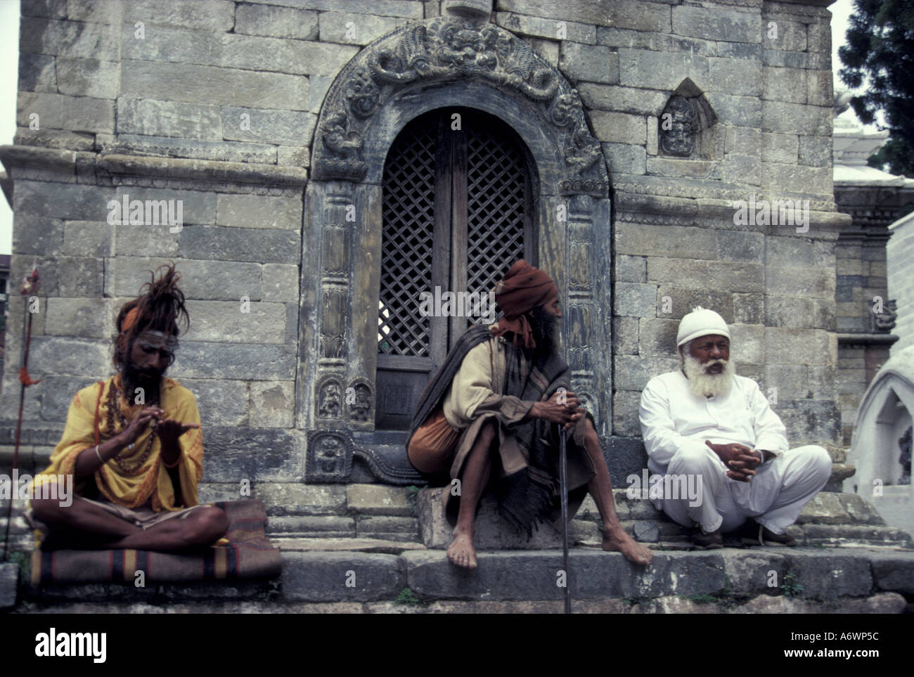 Asia, Nepal, Kathmandu Three holy men Stock Photo - Alamy