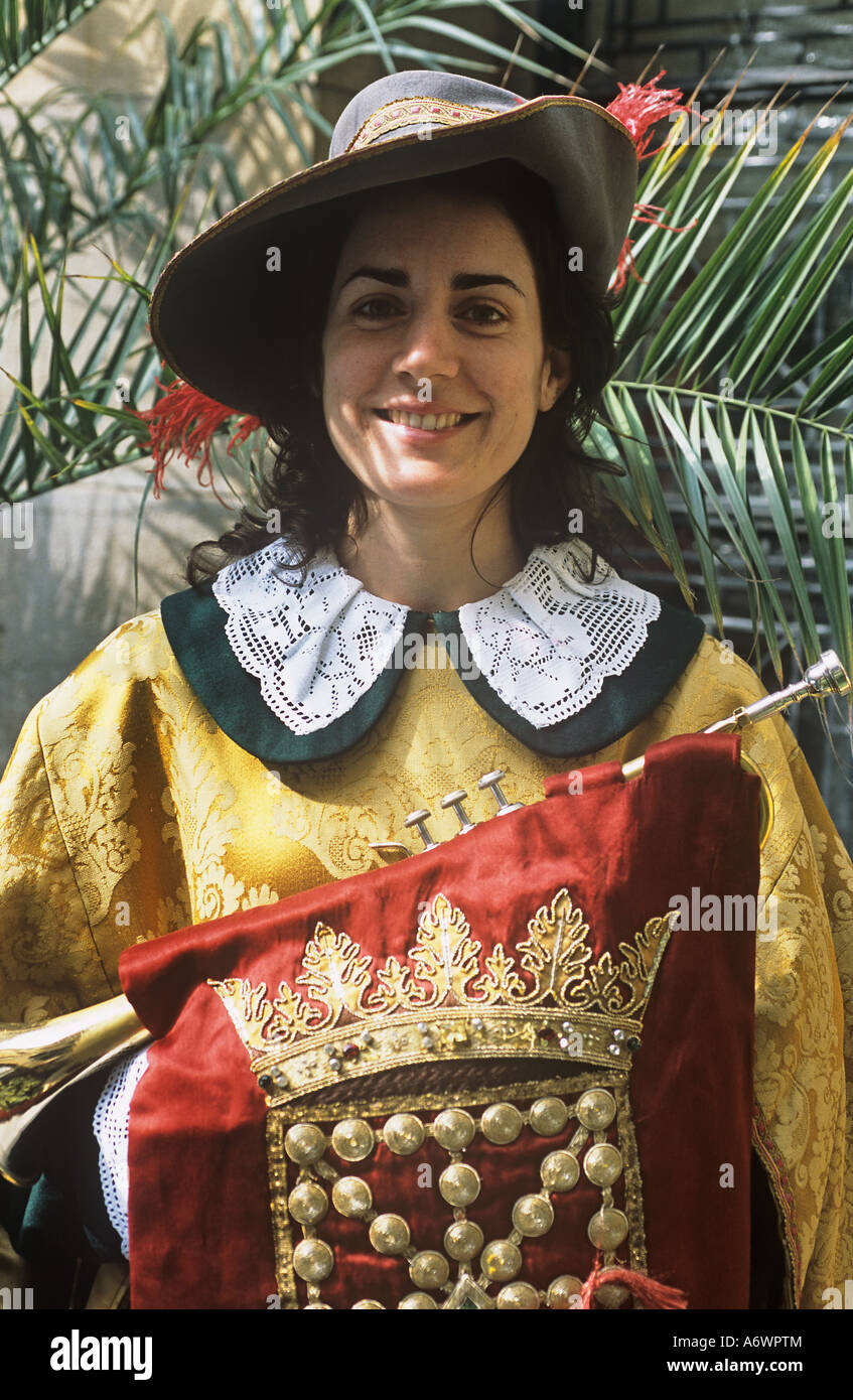 Pamplona, girl in traditional dress, Navarra, Spain. Government musical ...