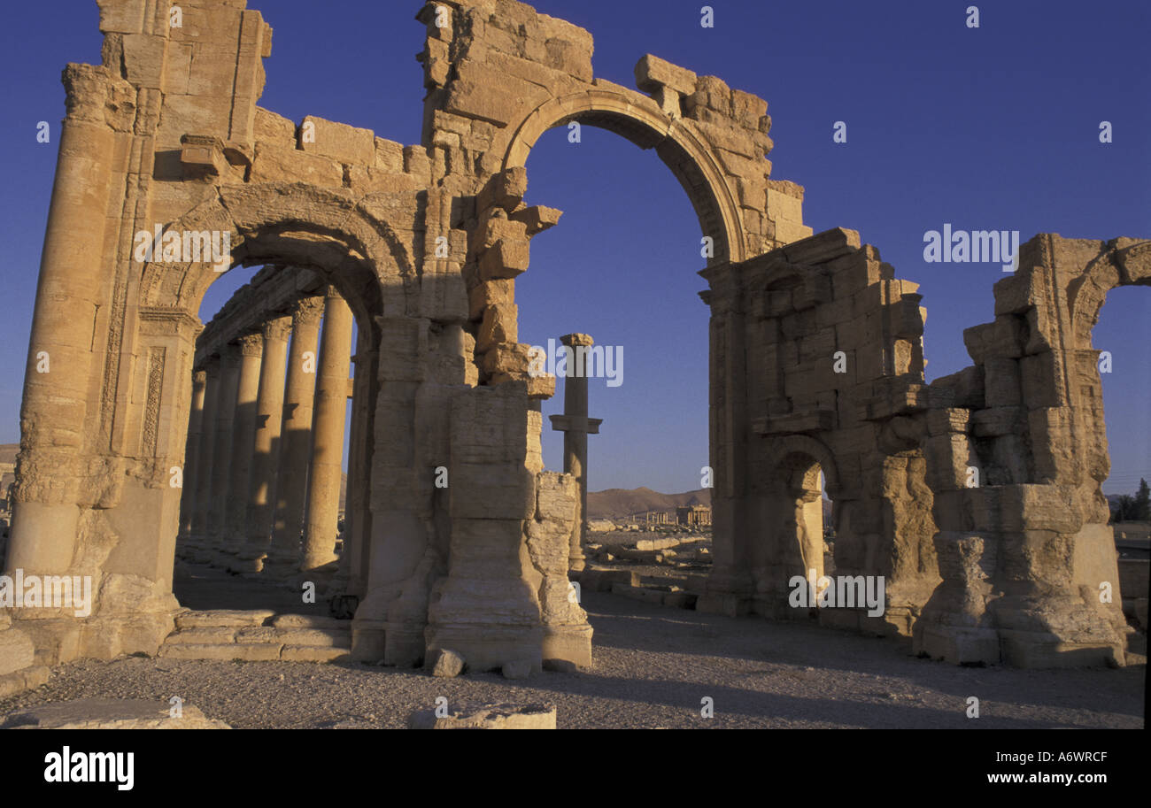 Mideast, Syria, Palmyra. Monumental arch, main entrance to the ruins ...