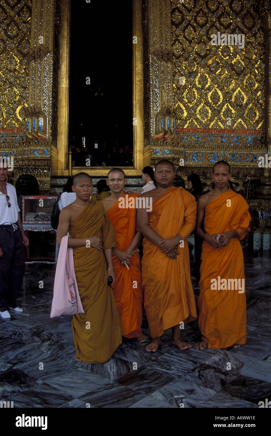 Asia, Thailand, Bangkok Monks at Emerald Buddha Building at the Grand ...