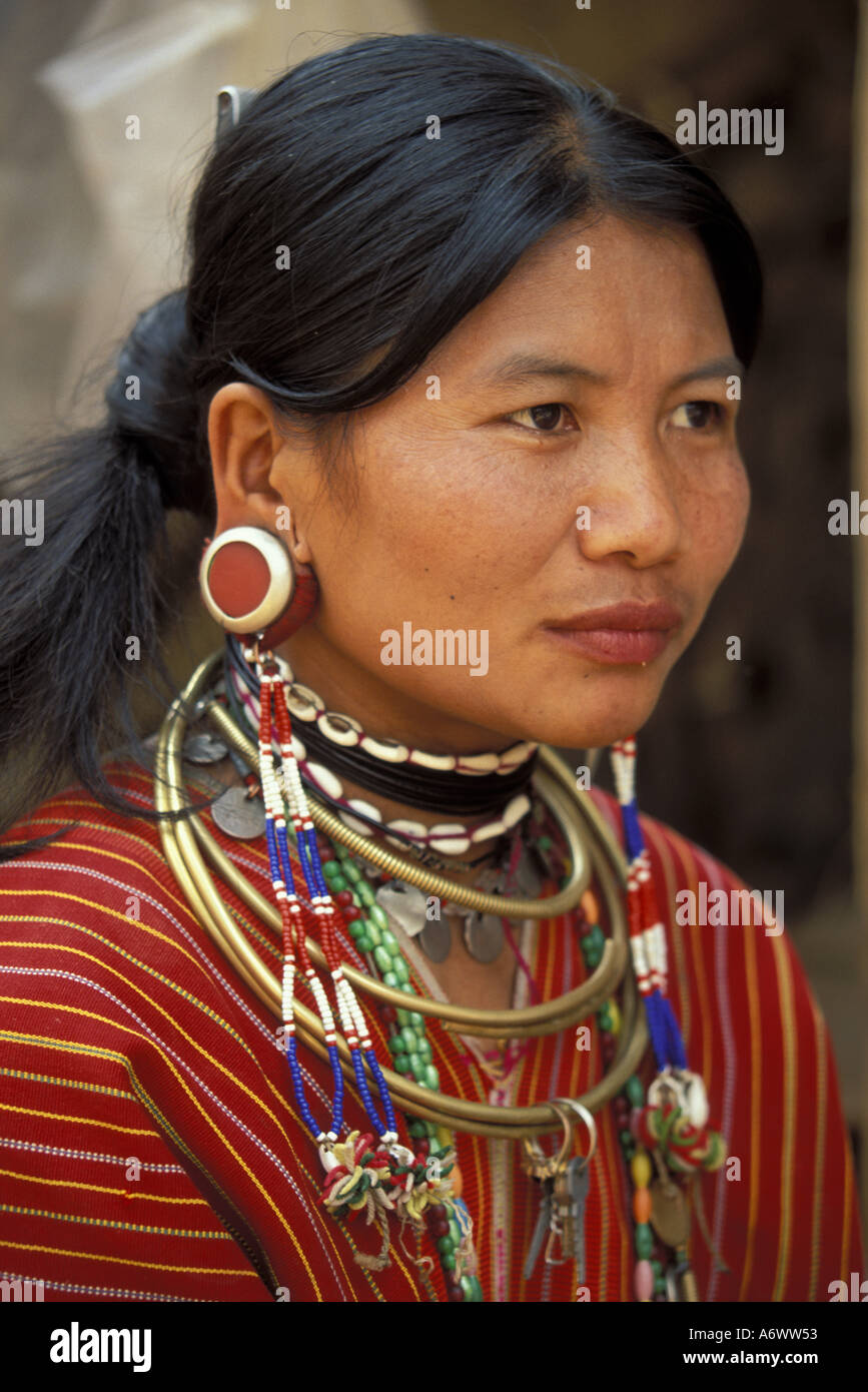 Thailand, Mae Hong Son. Portrait of Long Ear Woman, Long Ears Hill ...