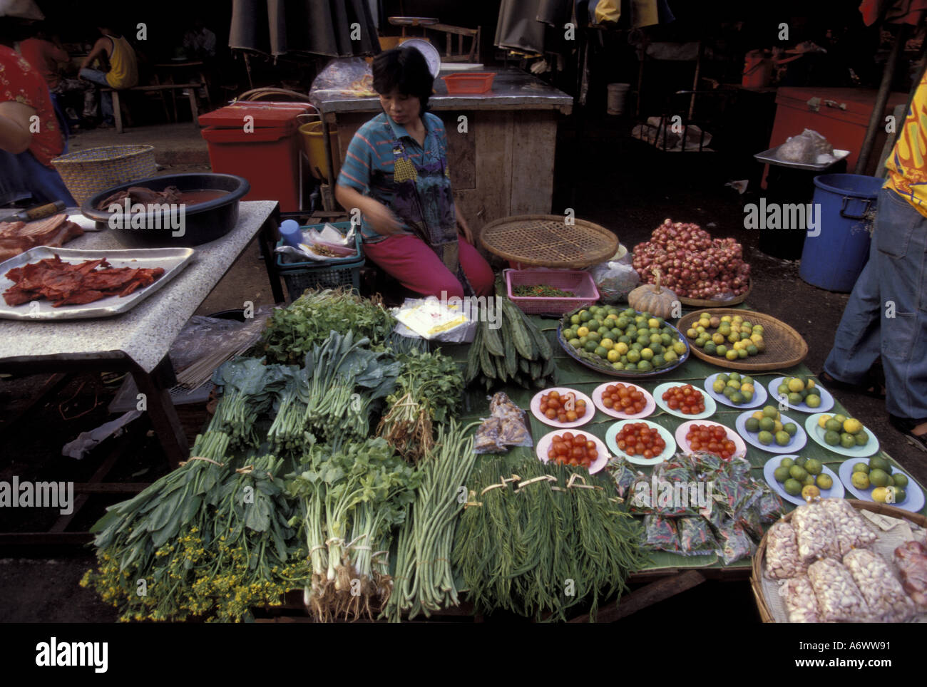 Thailand, Lampang. Fresh vegetables at the open food market Stock Photo ...