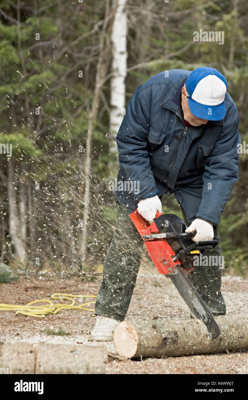 Active senior lumberjack Stock Photo - Alamy