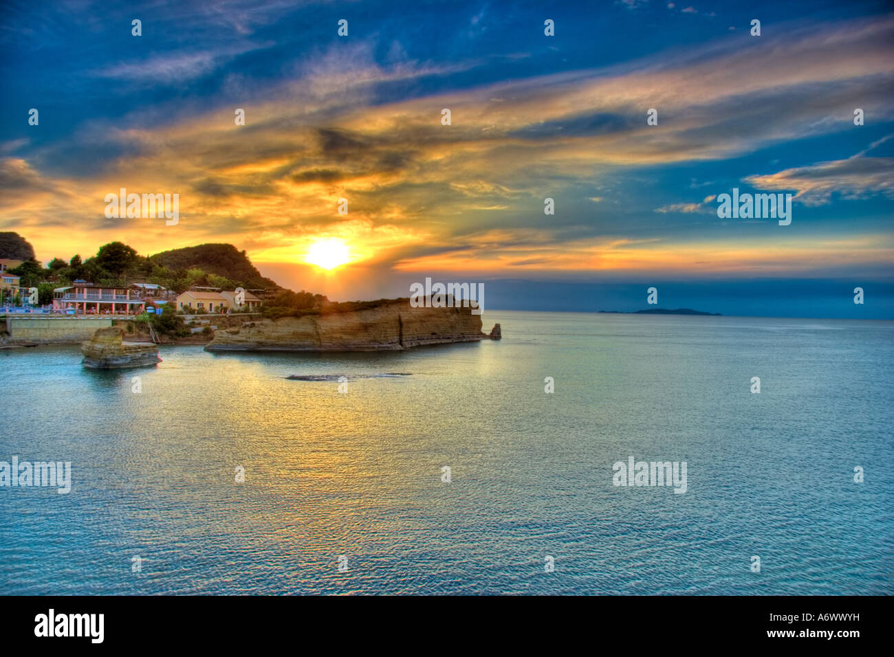 Sunset over island corfu hi-res stock photography and images - Alamy