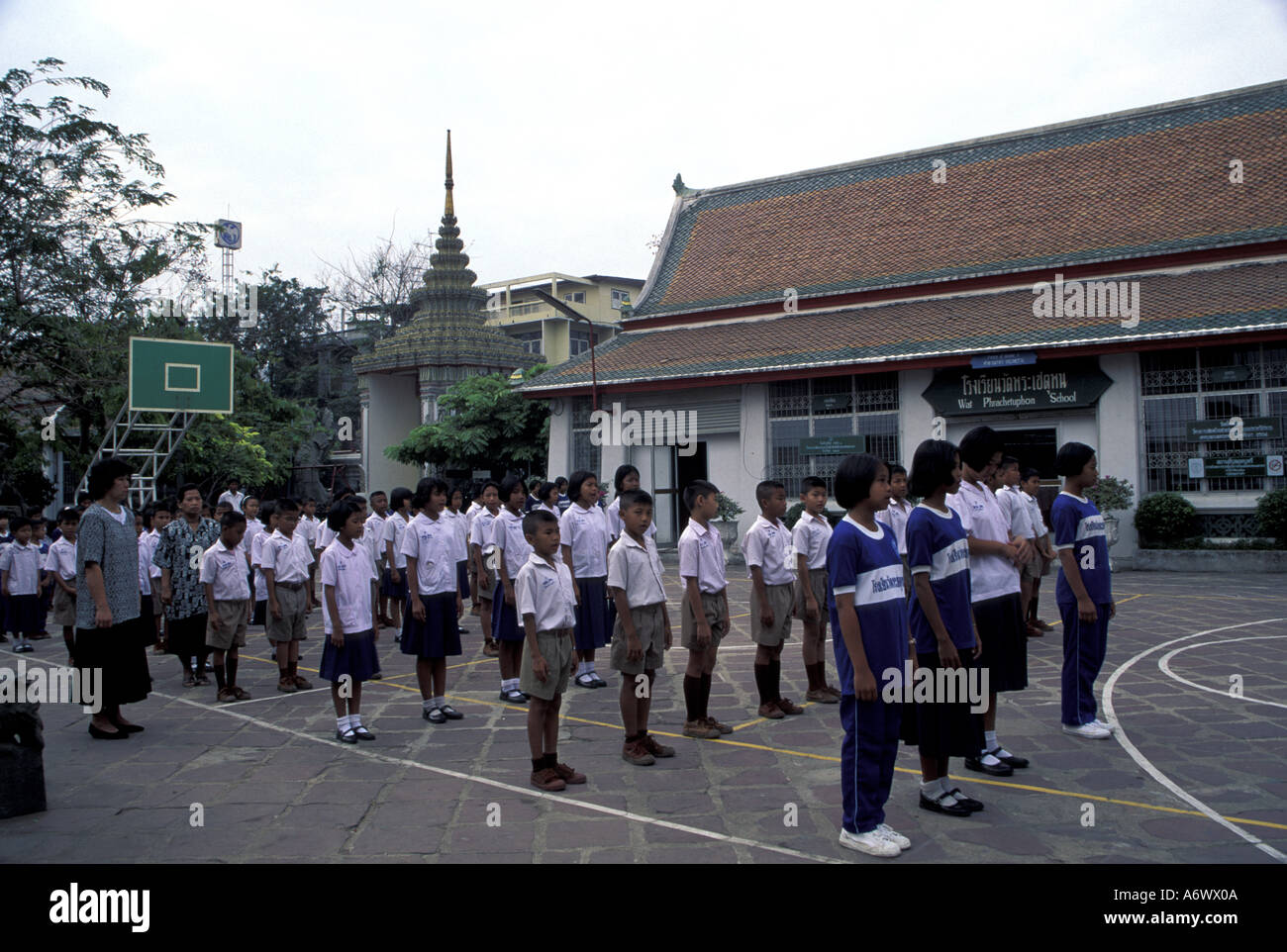 Asia, Thailand, Bangkok, Children at a school near Wat Po Stock Photo ...