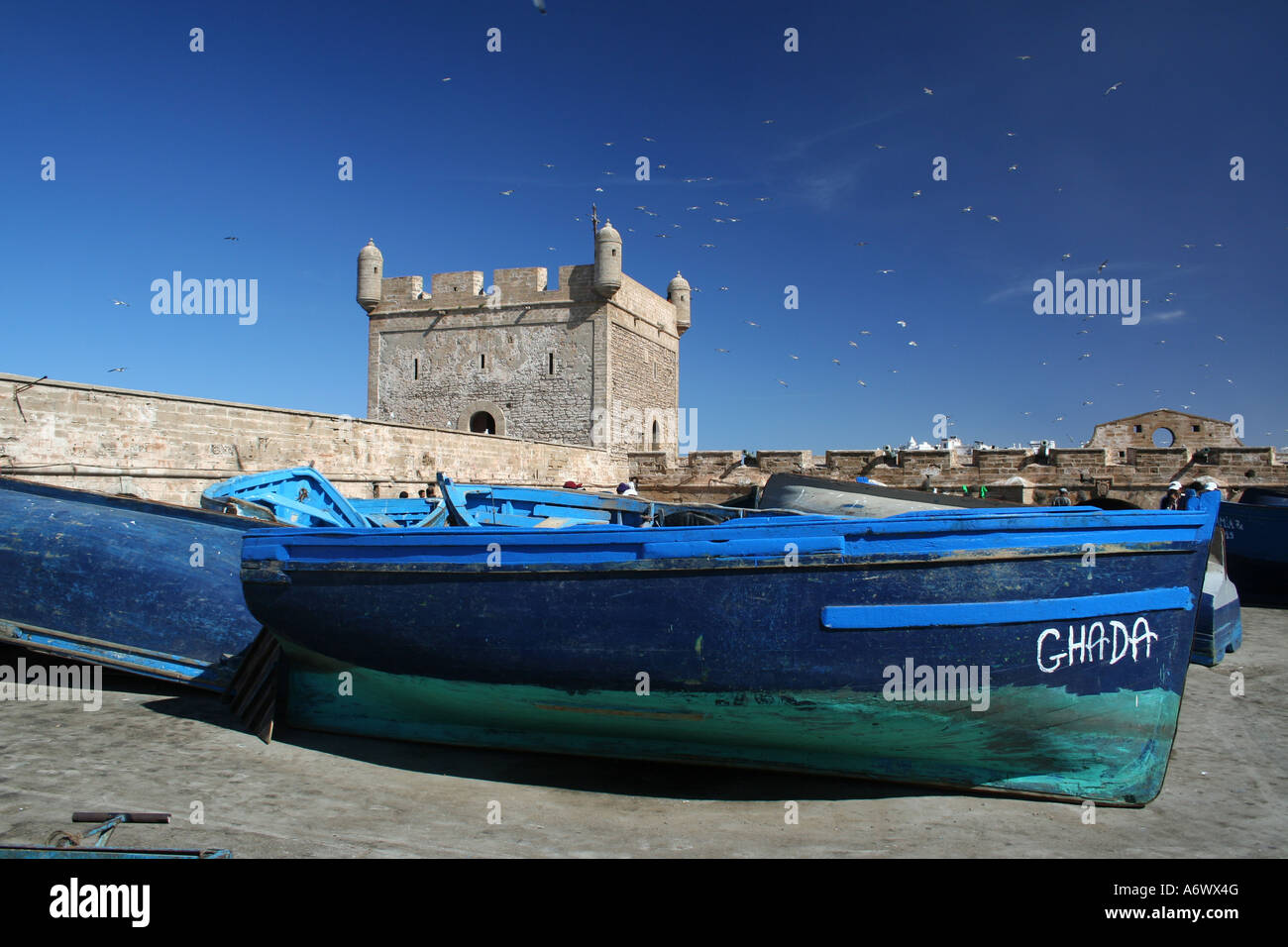 Blue fishing boats, Essaouira, Morocco, North Africa Stock Photo - Alamy