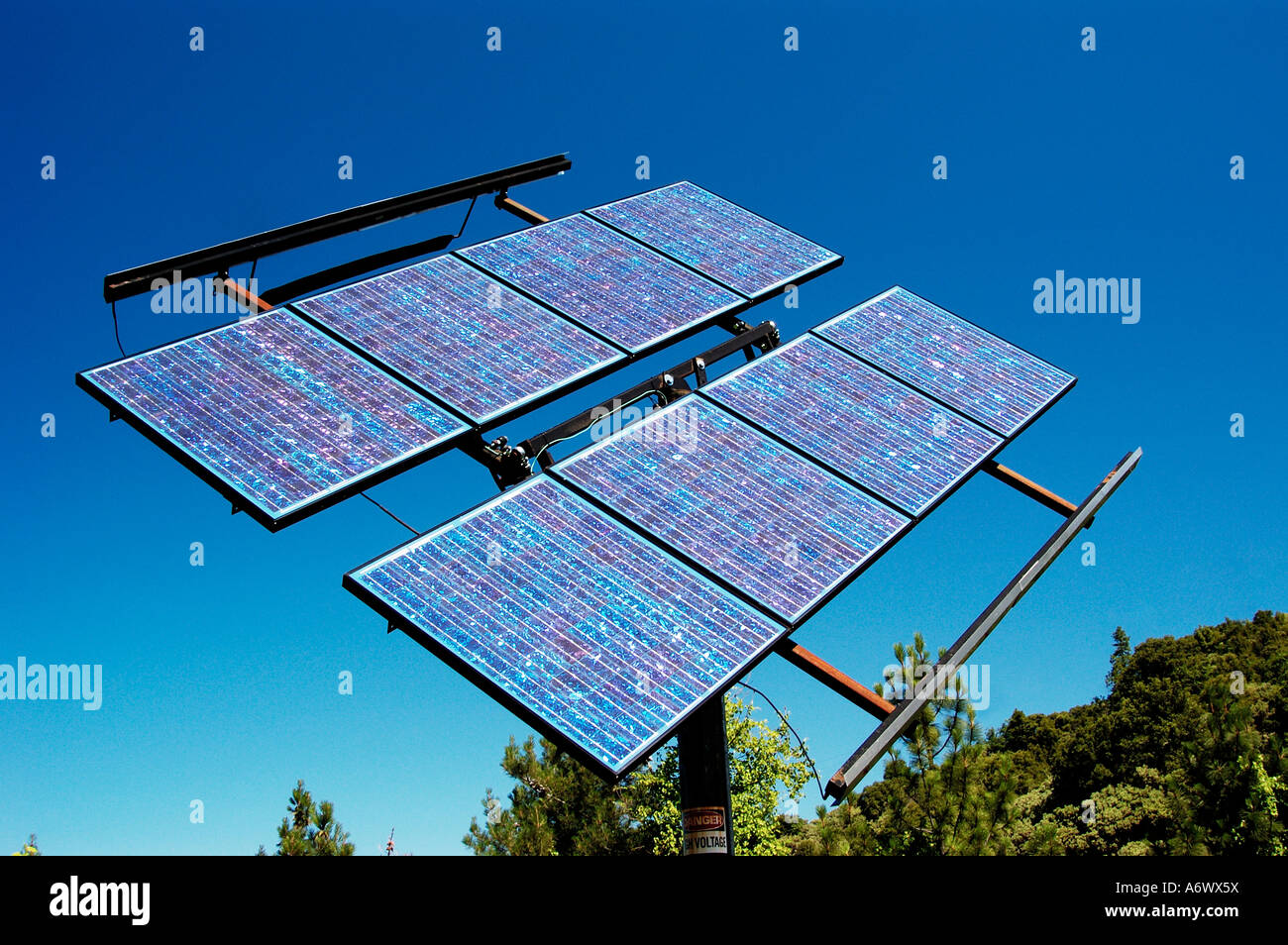 An array of crystalline solar panels for converting energy from the sun ...