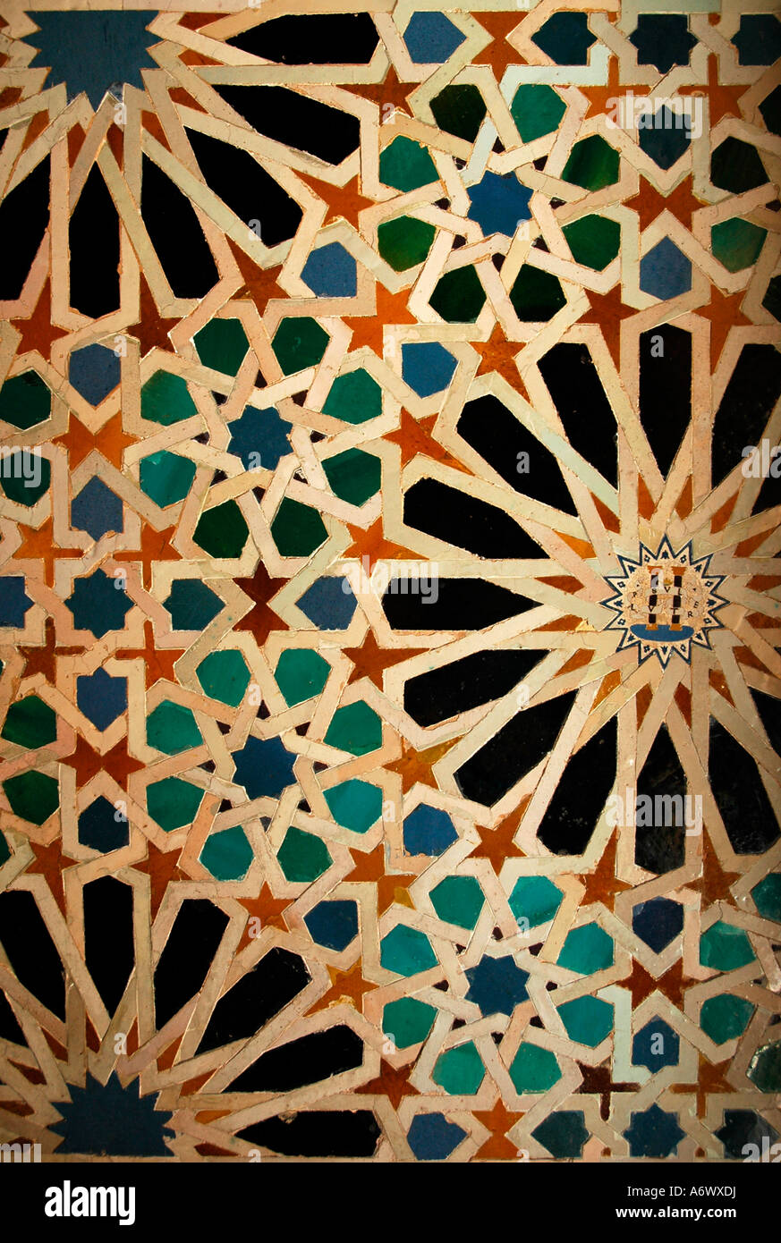 Intricate zelij tile work, Alhambra, Spain Stock Photo - Alamy