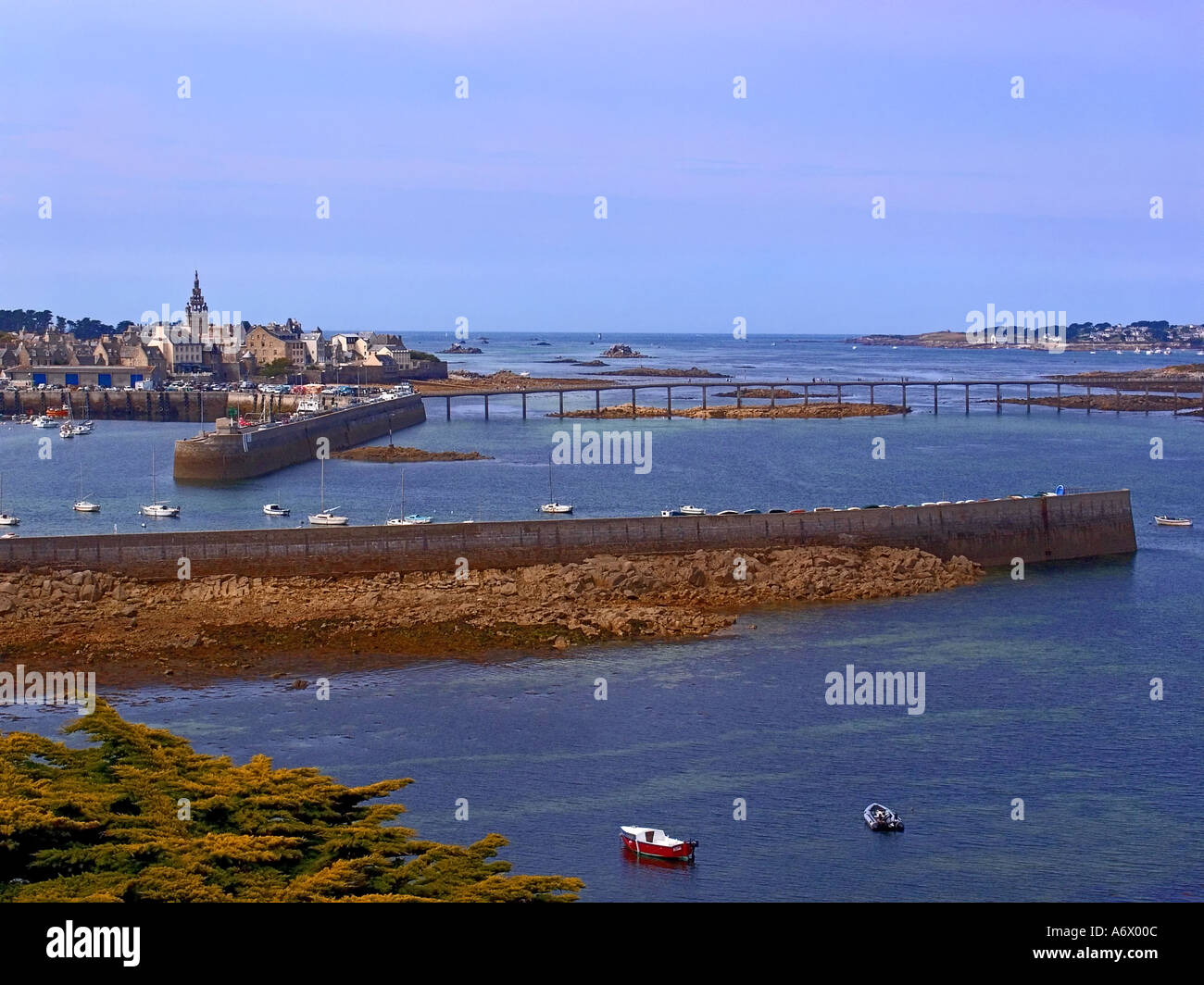 france brittany finistere the holiday resort and port of ROSCOFF view ...