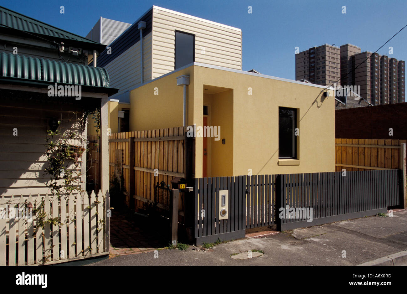 Workers Cottage and Contemporary House Melbourne Australia Stock Photo ...