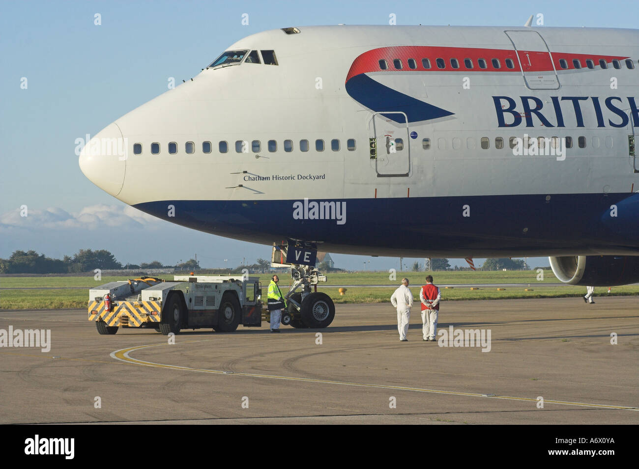 Tug Towing Boeing 747 Jumbo Jet Aircraft Maintenance Cardiff ...
