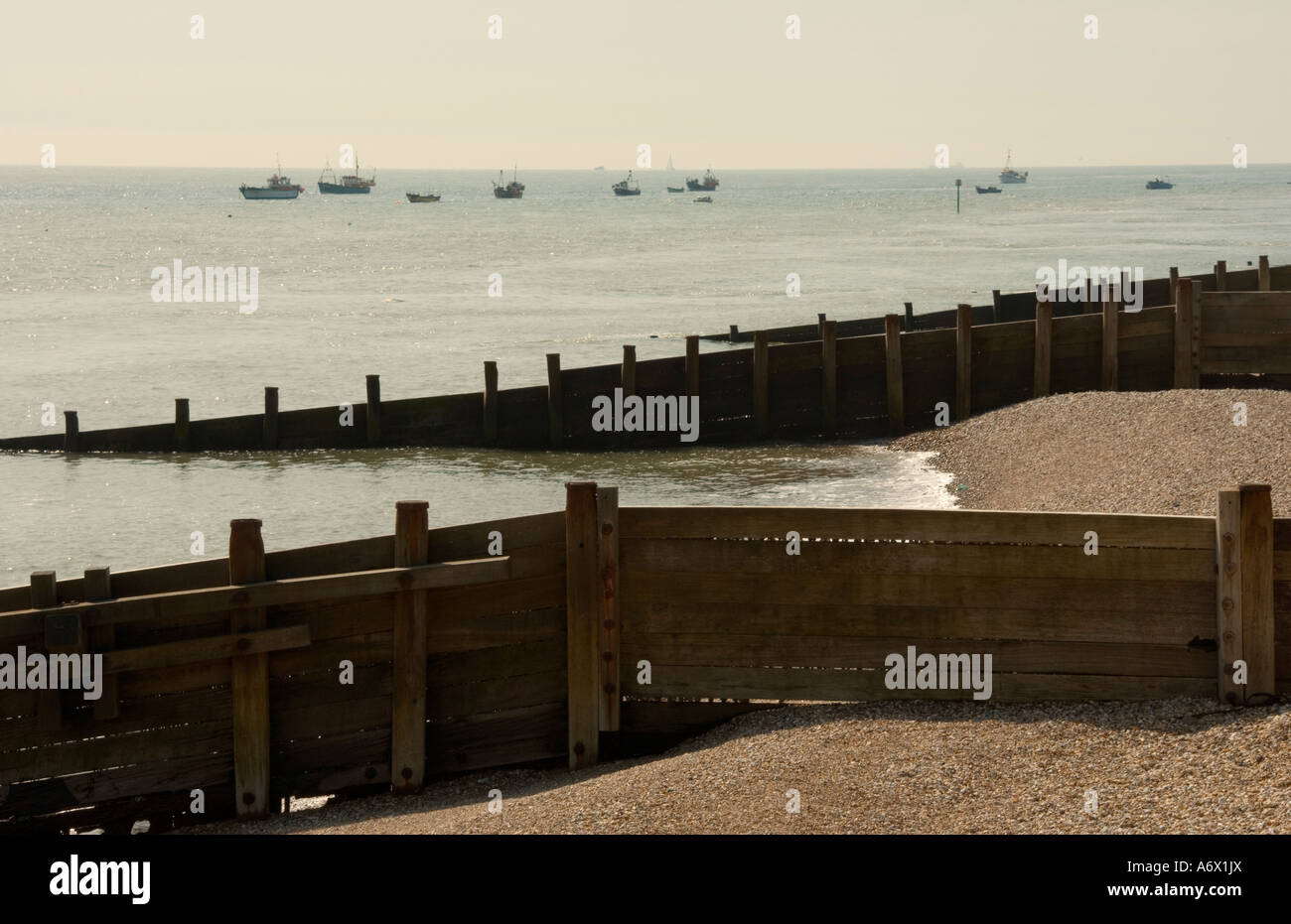 wood groins and shingle beach, Sussex, England Stock Photo - Alamy