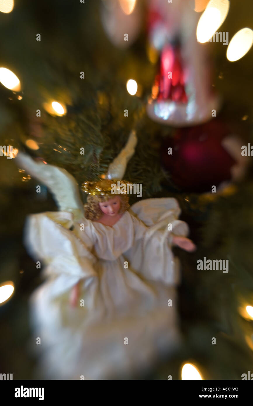 Christmas Tree with Angel Stock Photo - Alamy