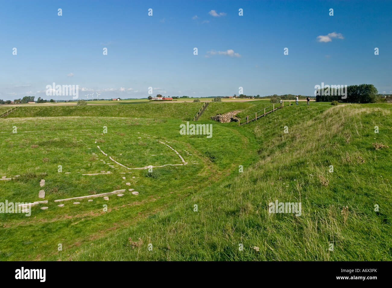 Stones marking a Viking house at Trelleborg Slagelse Denmark Stock ...