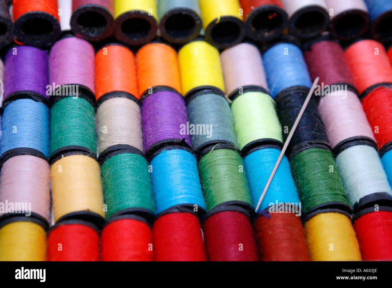 Sewing cotton reels Stock Photo - Alamy