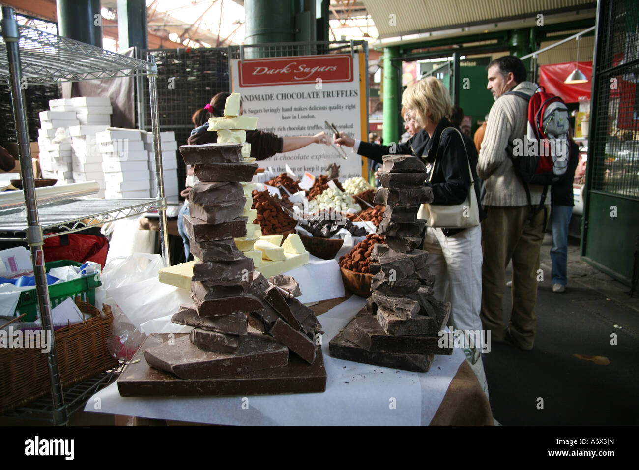 Chocolate sweets for sale in Borough Market London Stock Photo - Alamy