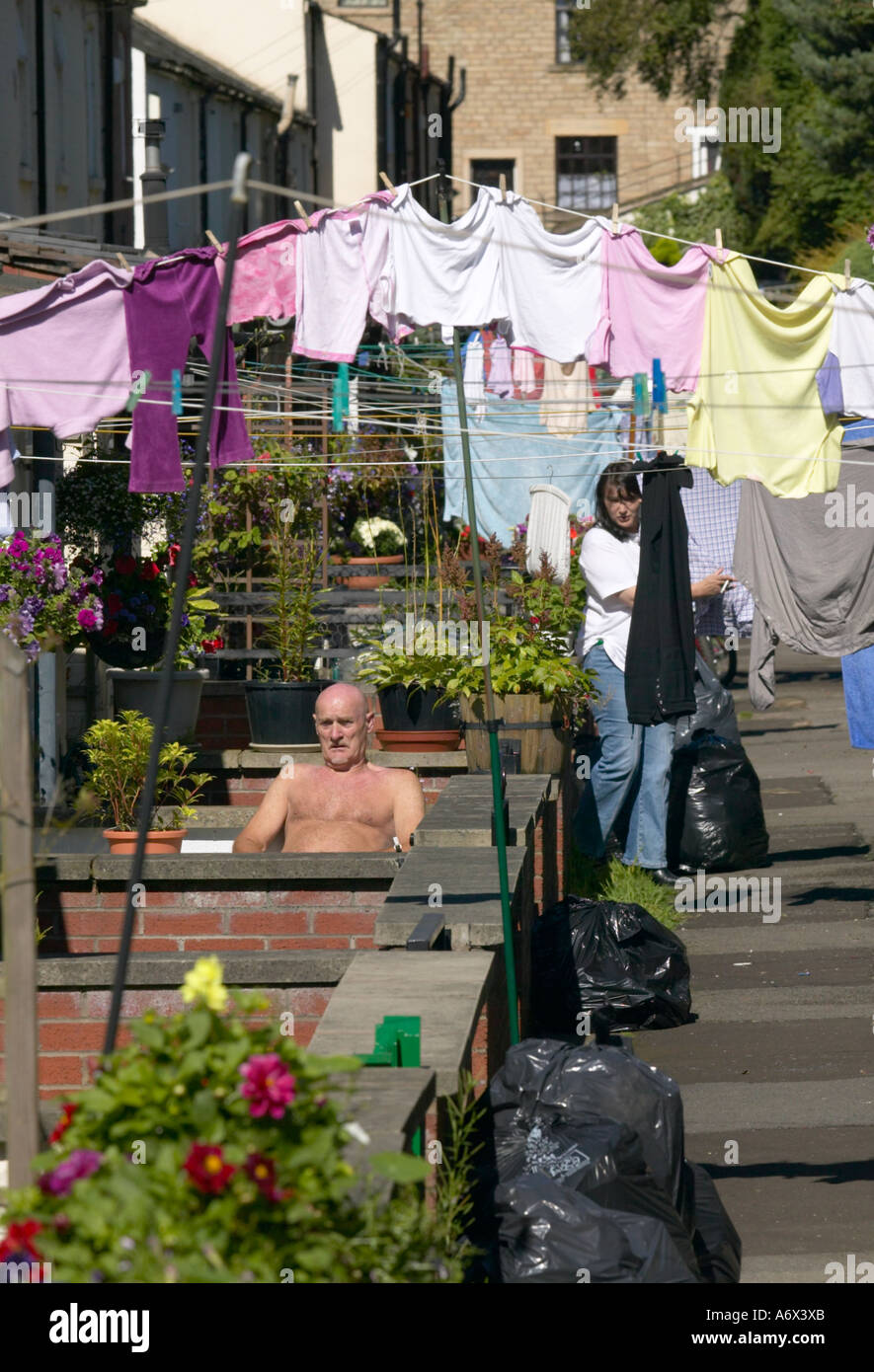 typical back of terrace scene in urban England Stock Photo - Alamy
