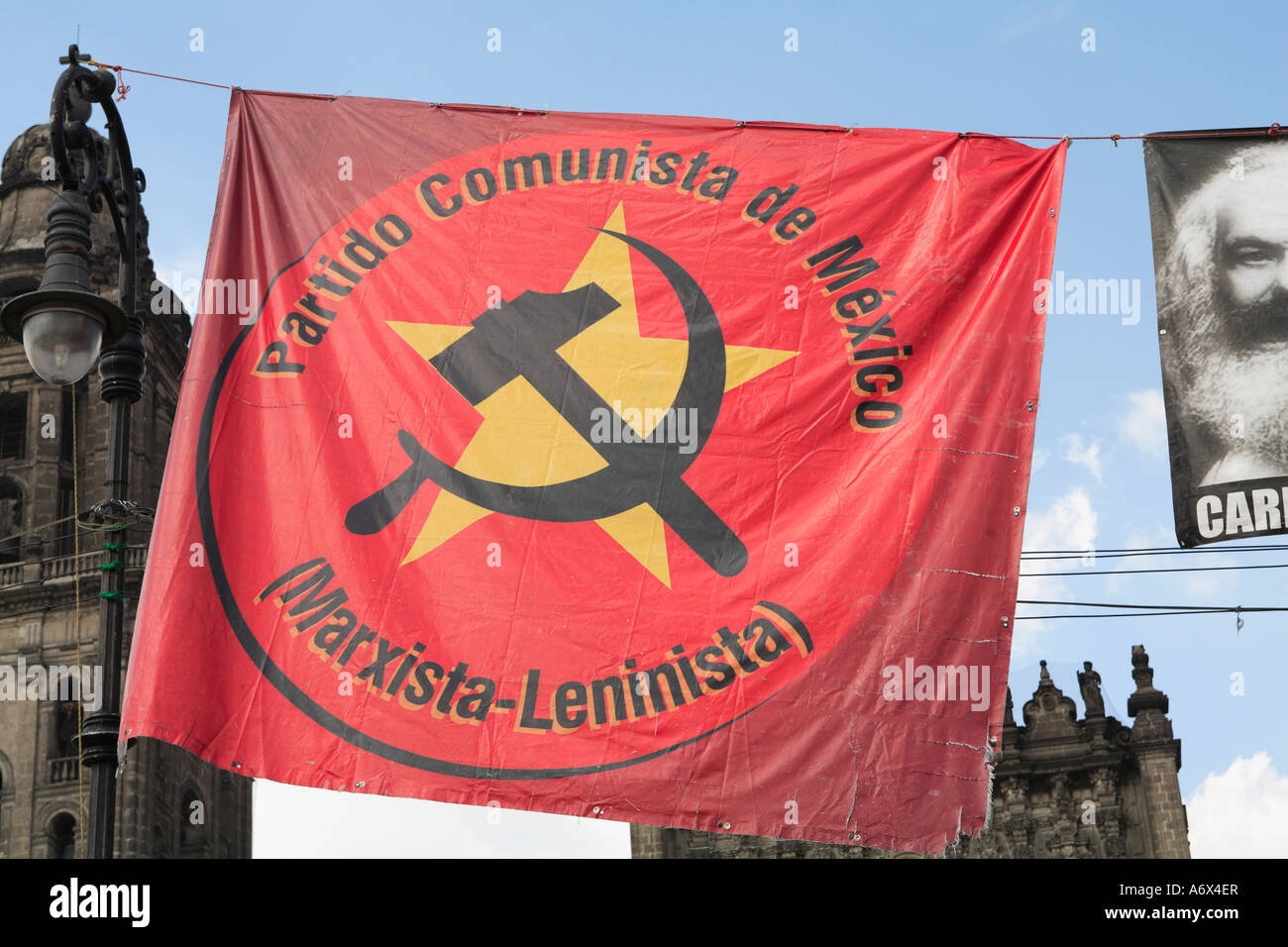 Banner for Mexican Communist Party Zocalo Mexico City Stock Photo - Alamy